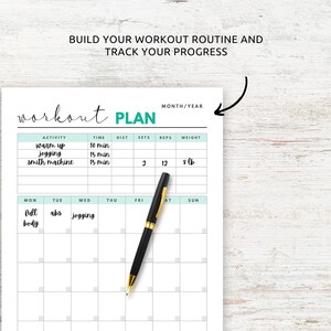 Workout Fitness Planner Printable and Editable PDF, Fillable Exercise ...