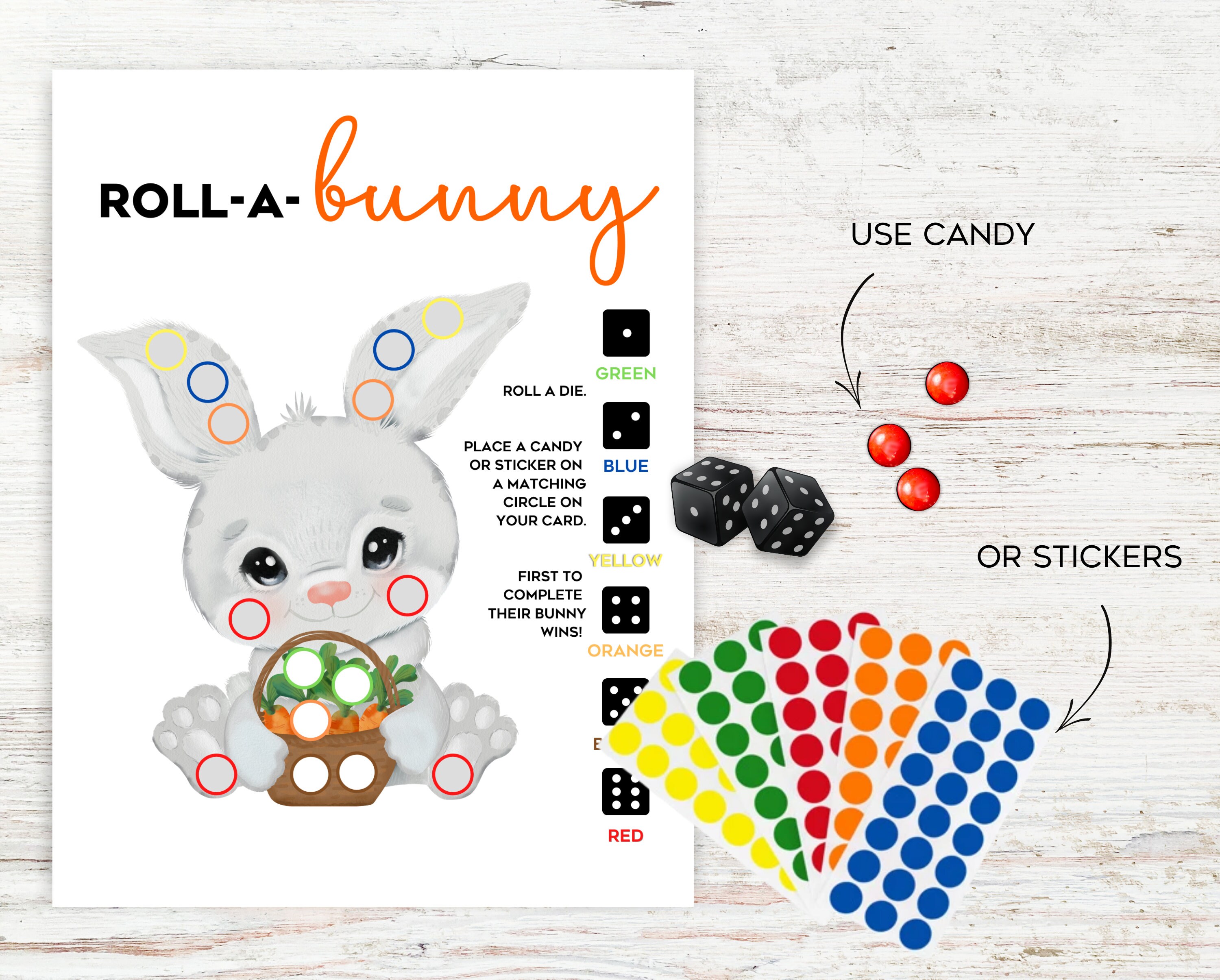 Roll A Bunny Game, Easter Games for Kids, Easter Games Printable ...
