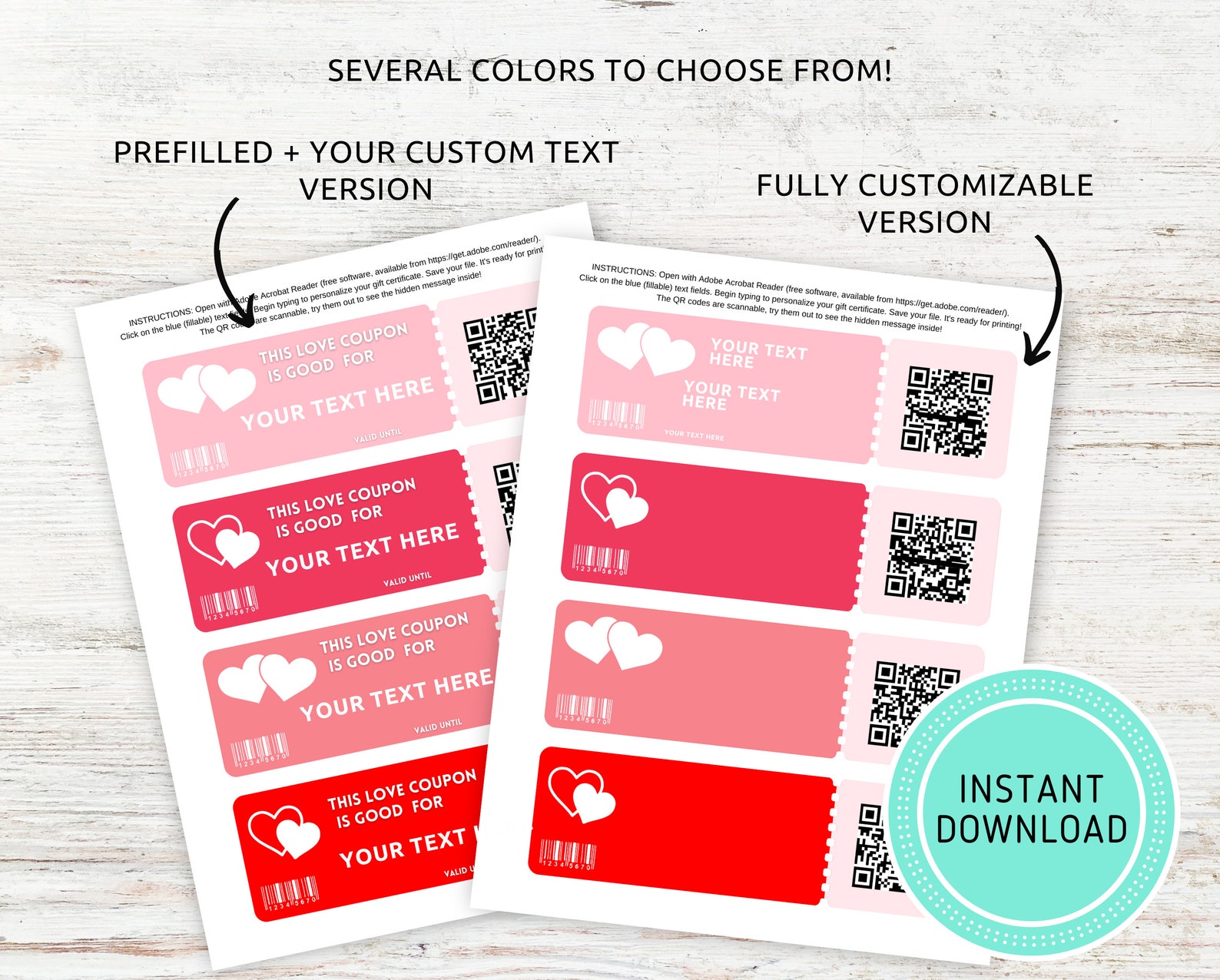 Editable Love Coupons, Valentine's Day Coupon, Printable Coupon ...
