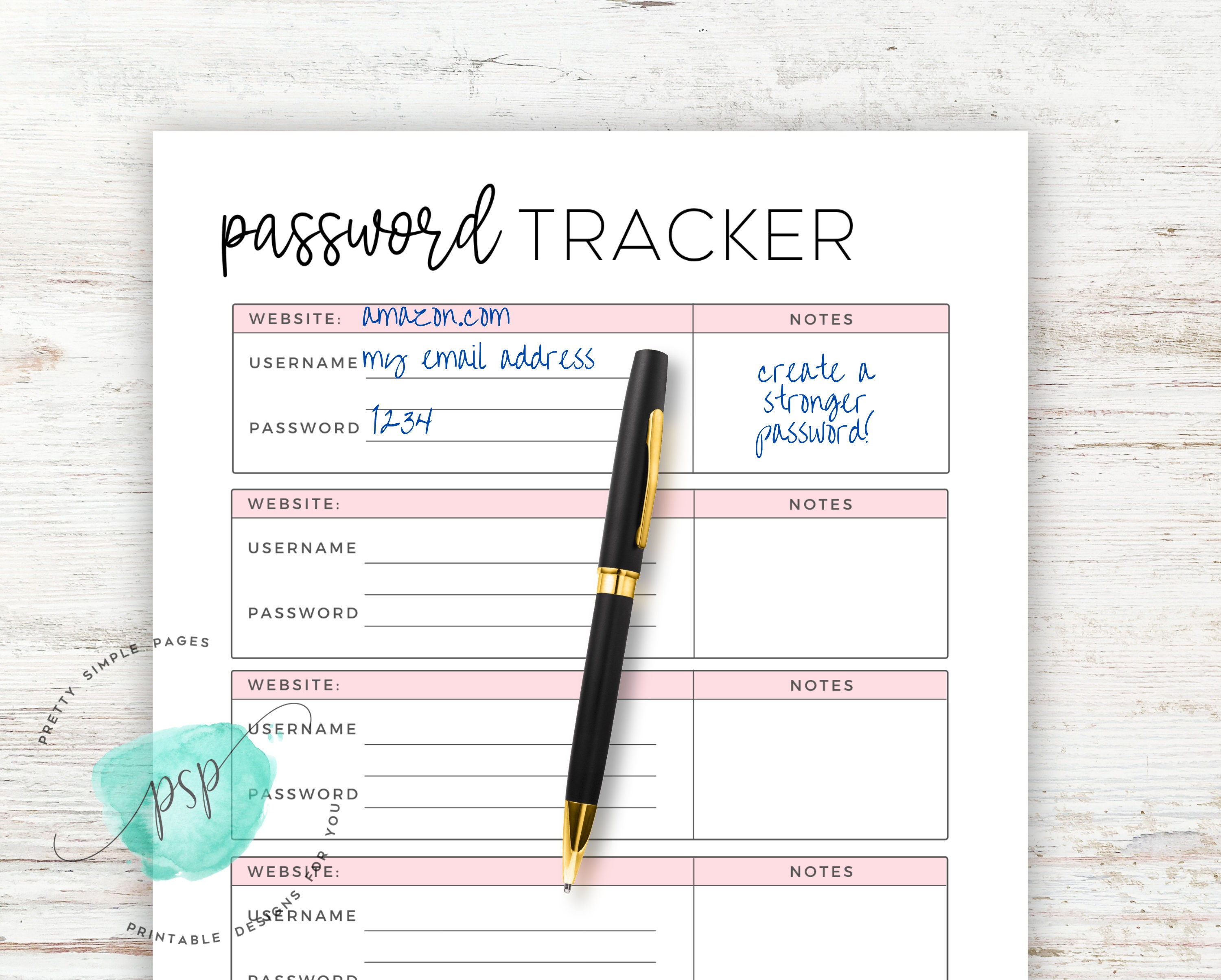 Editable Fillable Password Tracker, Password Log, Password Organizer ...