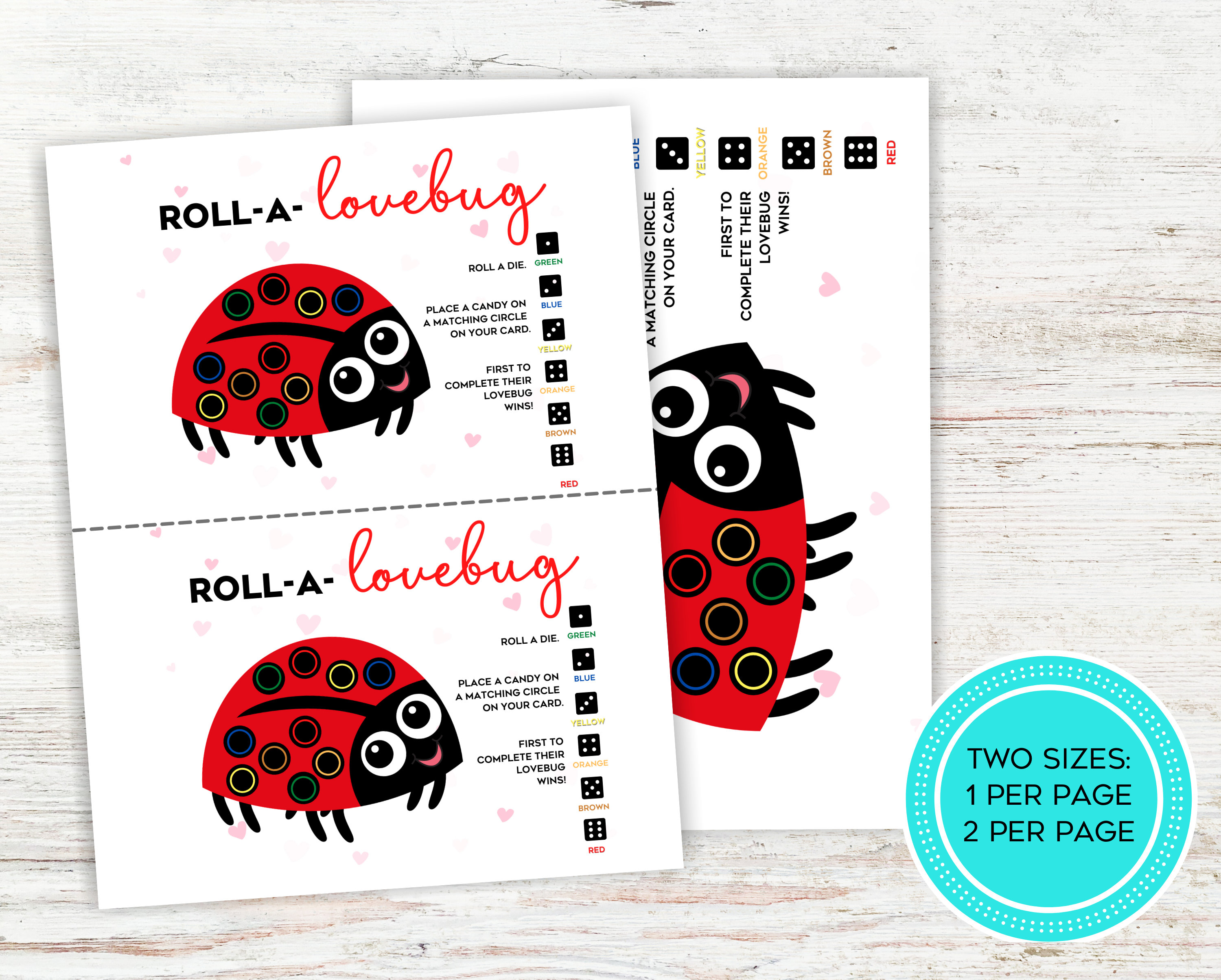 Roll A Lovebug Game, Love Bug Dice Game, Printable Valentine's Game ...