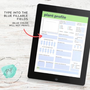 Plant Profile Page - Garden Planner - One Page Fillable / Editable PDF ...