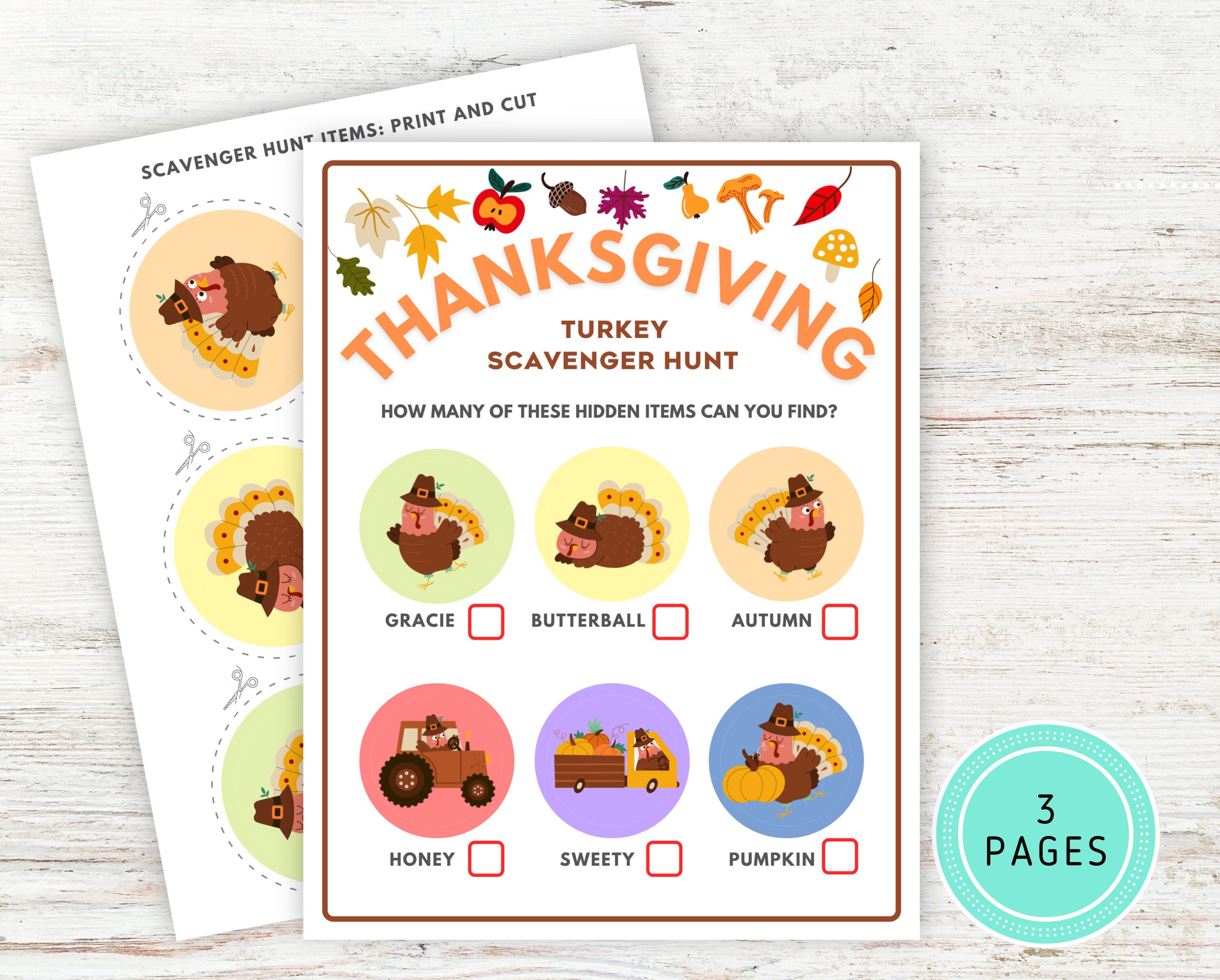 Thanksgiving Scavenger Hunt for Kids, Printable Thanksgiving Games ...