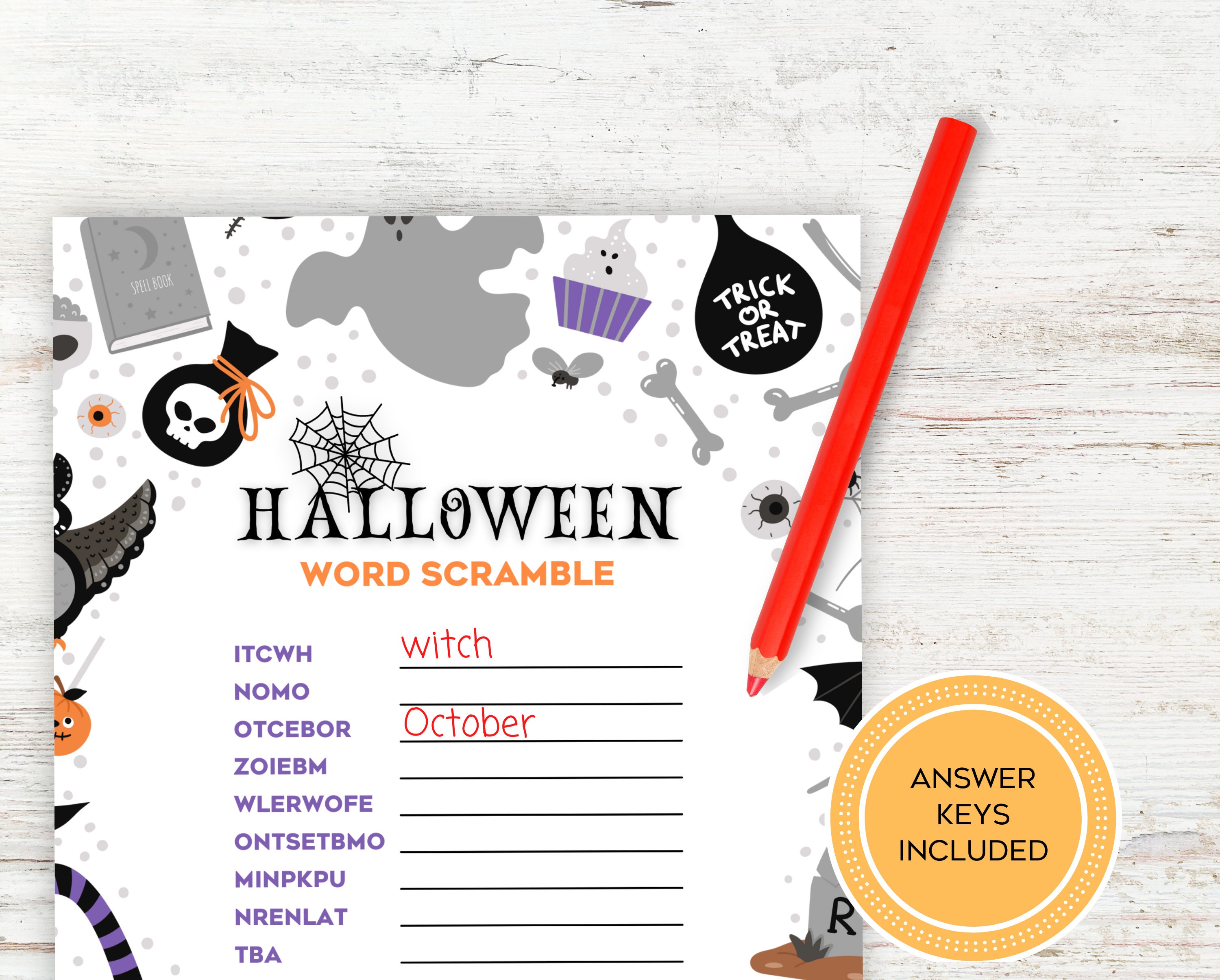 Halloween Word Scramble Game, Printable Halloween Games, Halloween ...
