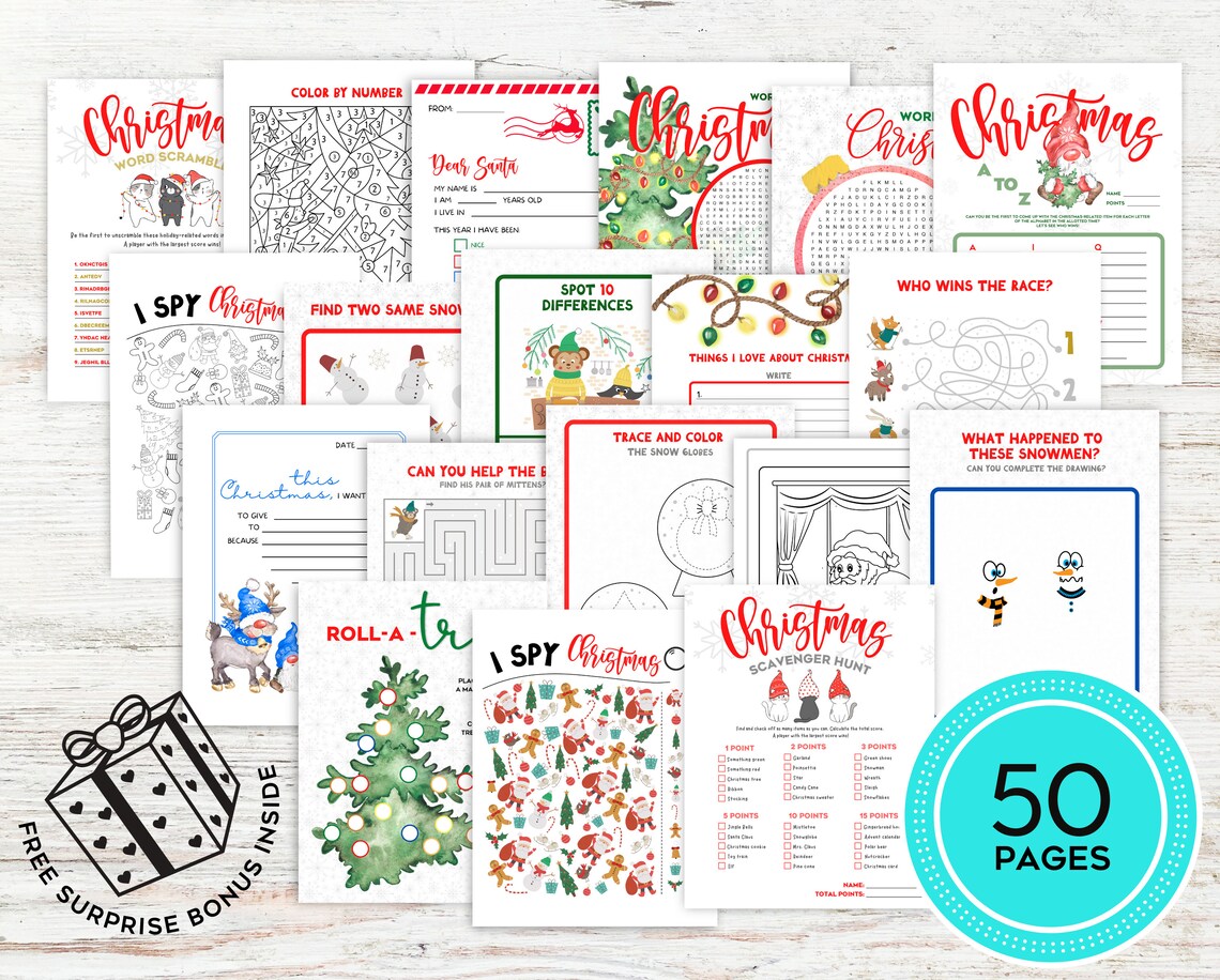 Christmas Games Activities Printable Christmas Coloring - Etsy