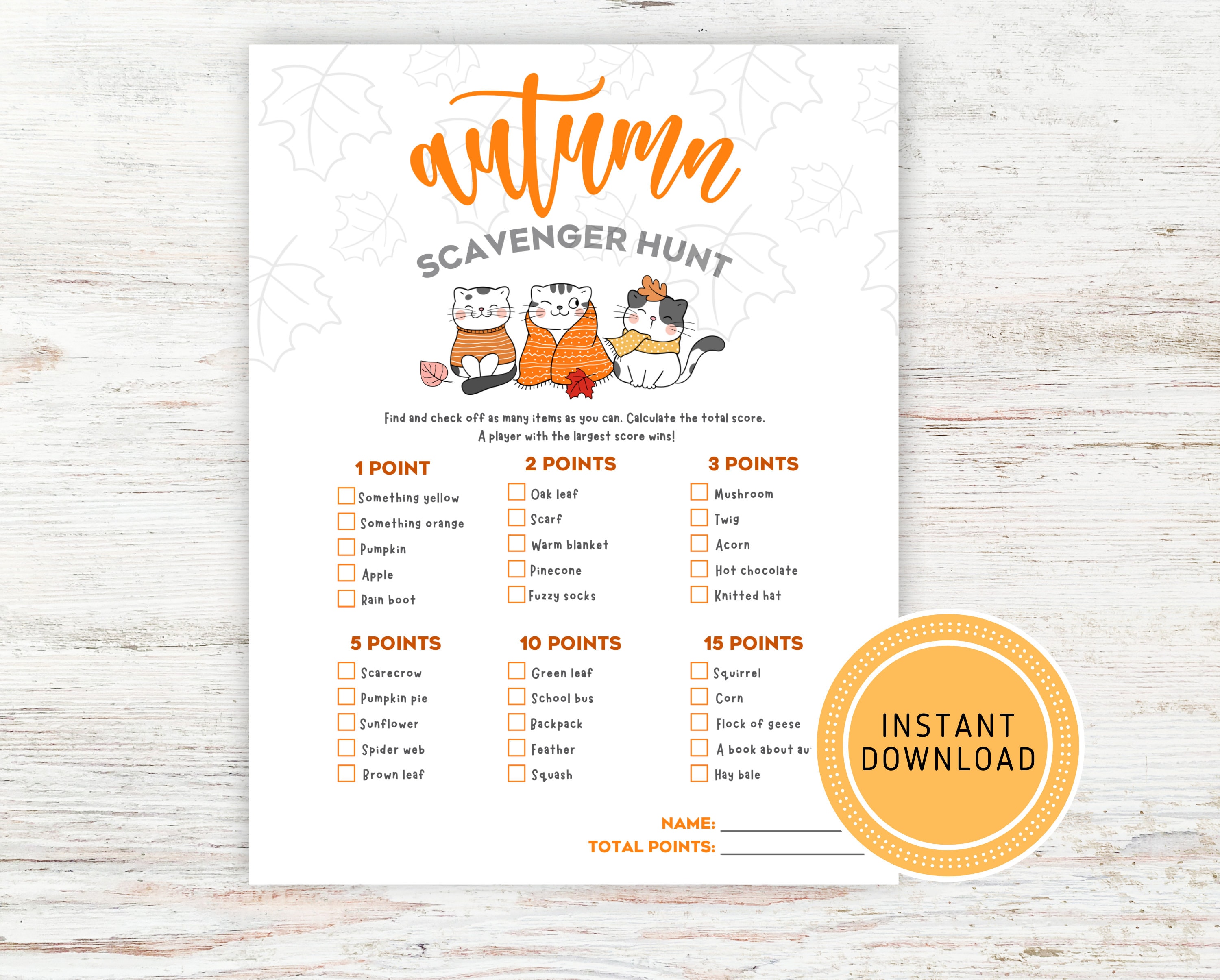 Autumn Scavenger Hunt, Fall Scavenger Hunt for Kids, Fall Scavenger ...