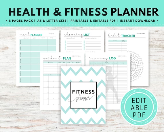 Health and Fitness Planner Pack Self Care Kit Workout - Etsy