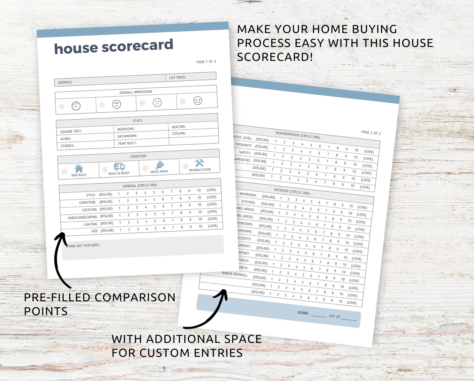 Editable House Hunting Checklist Scorecard House Hunting | Etsy