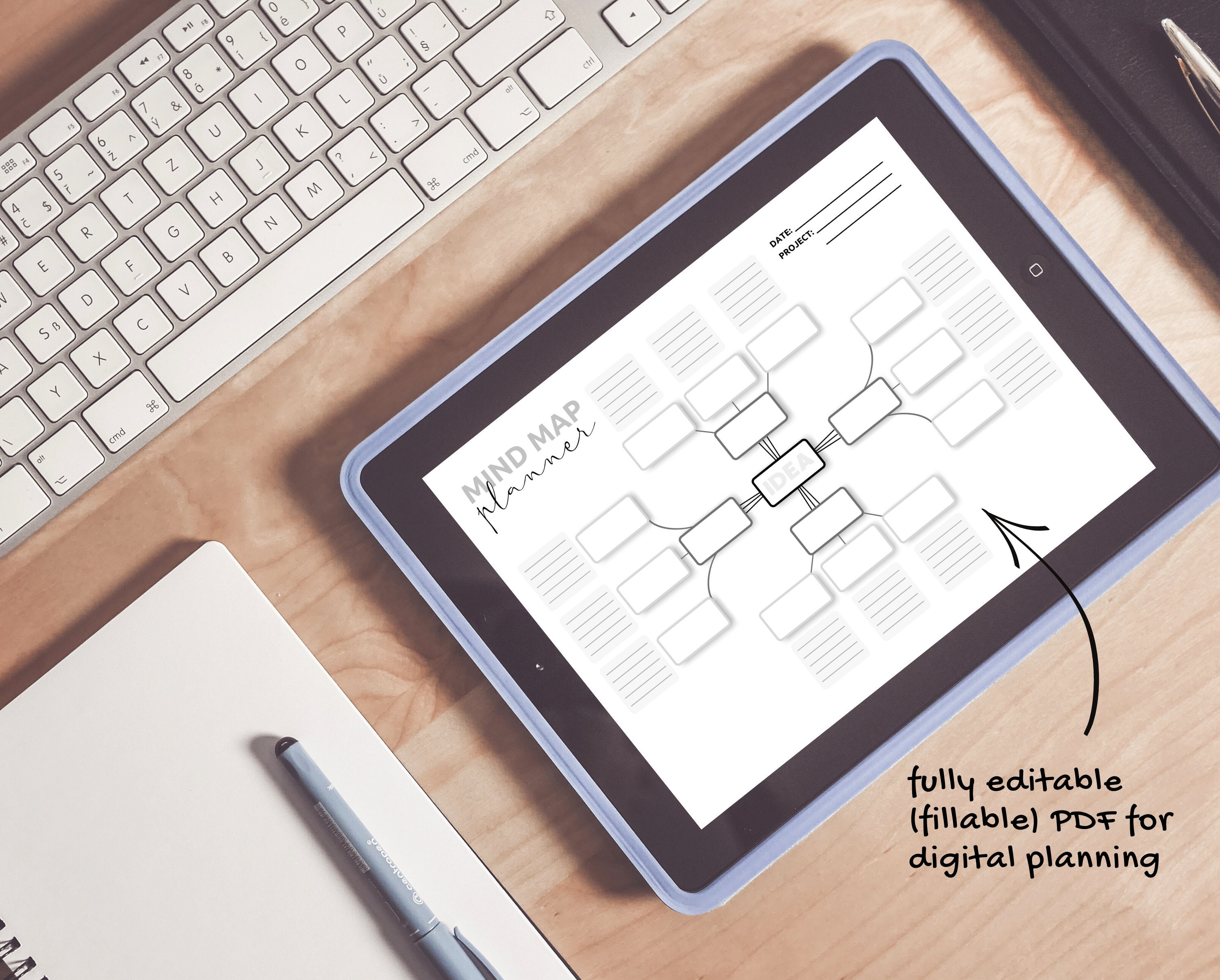 Mind Map Printable and Editable PDF, Idea Board, Mind Map Template ...