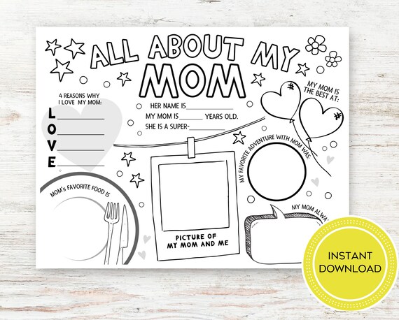 All About My Mom Printable Mother's Day Craft - Etsy