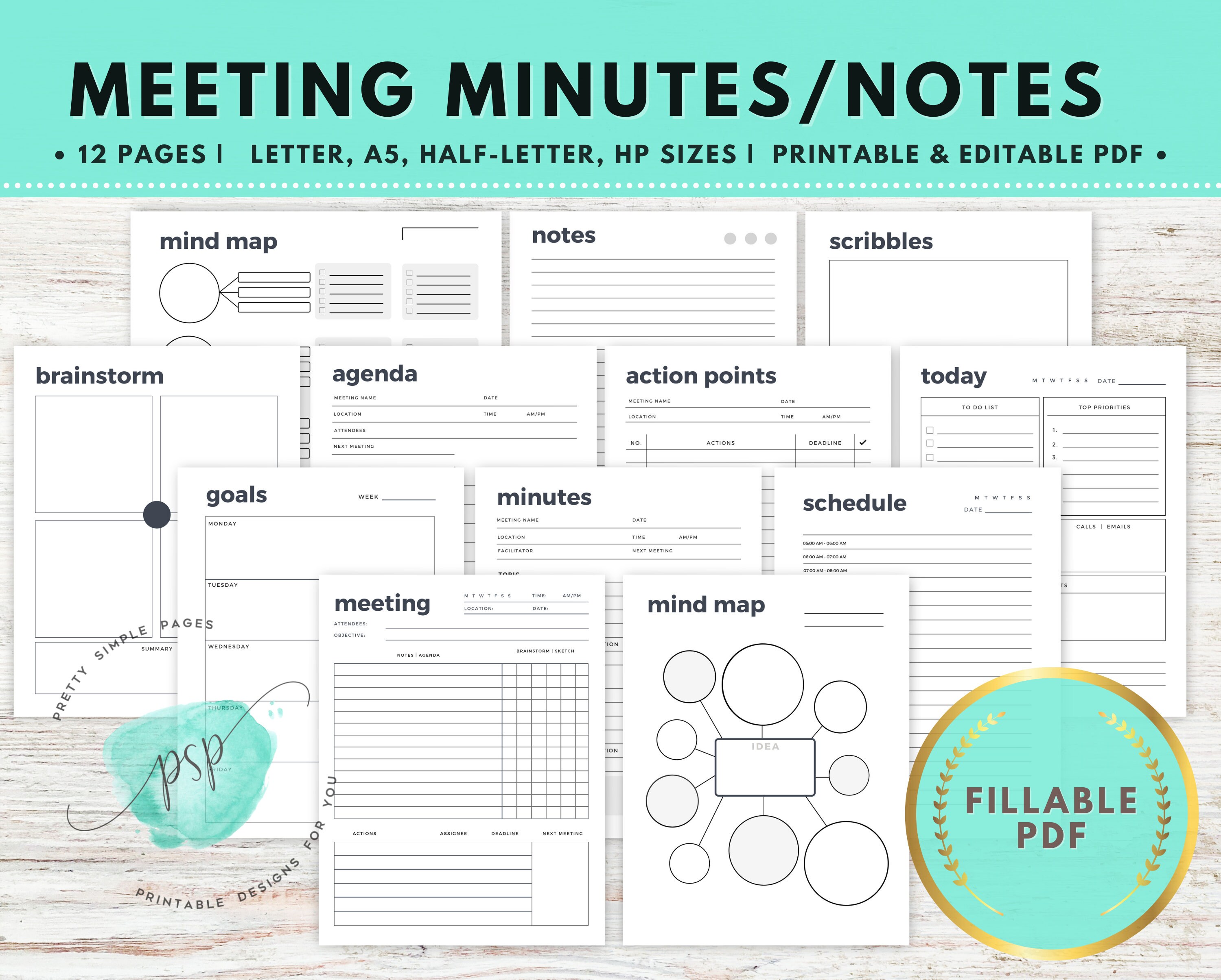 Editable Meeting Notes Template Meeting Notes Printable Etsy