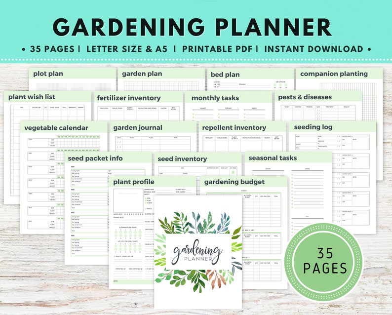 Garden Planner Printable Gardening Log Garden Journal | Etsy