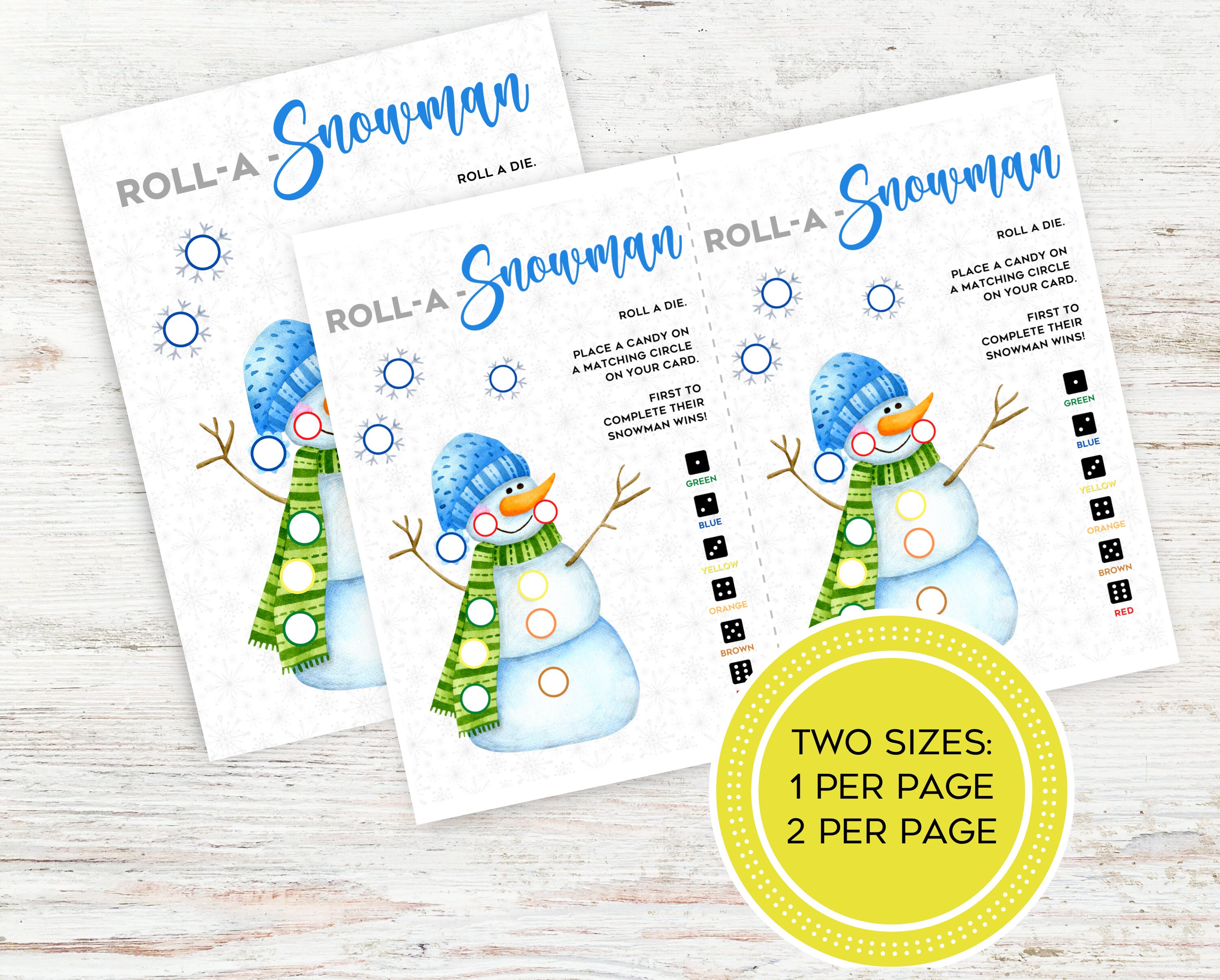 Holiday Dice Game Bundle, Roll A Tree Christmas Game, Roll A Snowman ...