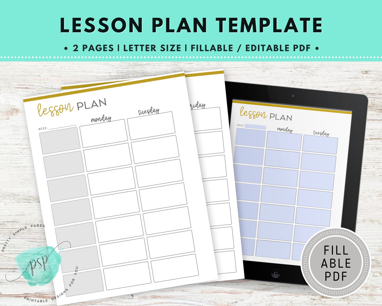 Editable Lesson Plan Fillable PDF, Editable Lesson Planner, Teaching ...