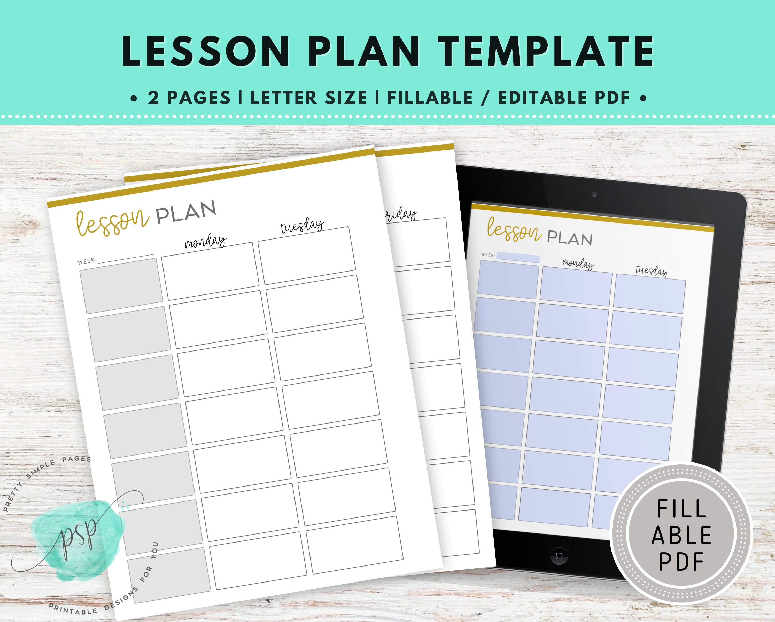 Editable Lesson Plan Fillable PDF, Editable Lesson Planner, Teaching ...