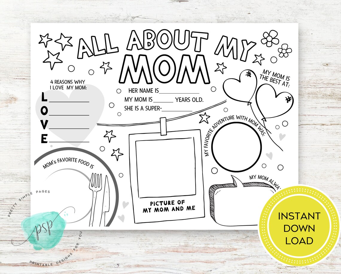 All About My Mom Printable Mother's Day Craft - Etsy