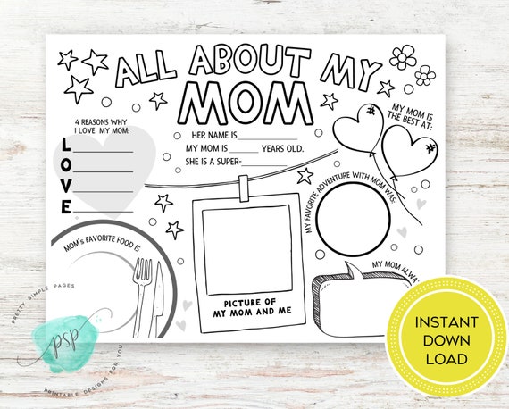 All About My Mom Printable Mother's Day Craft - Etsy