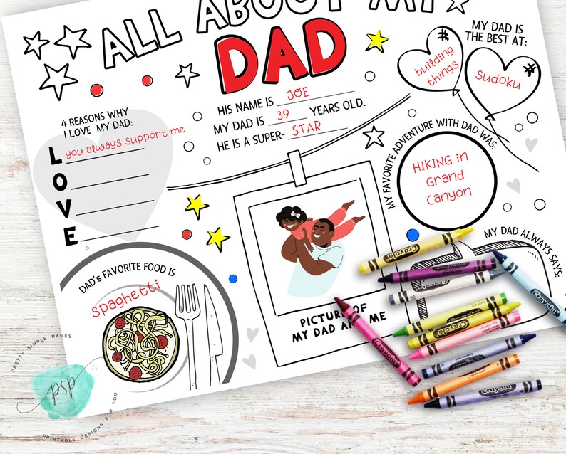 All About My Dad Printable Father's Day Coloring Page - Etsy UK