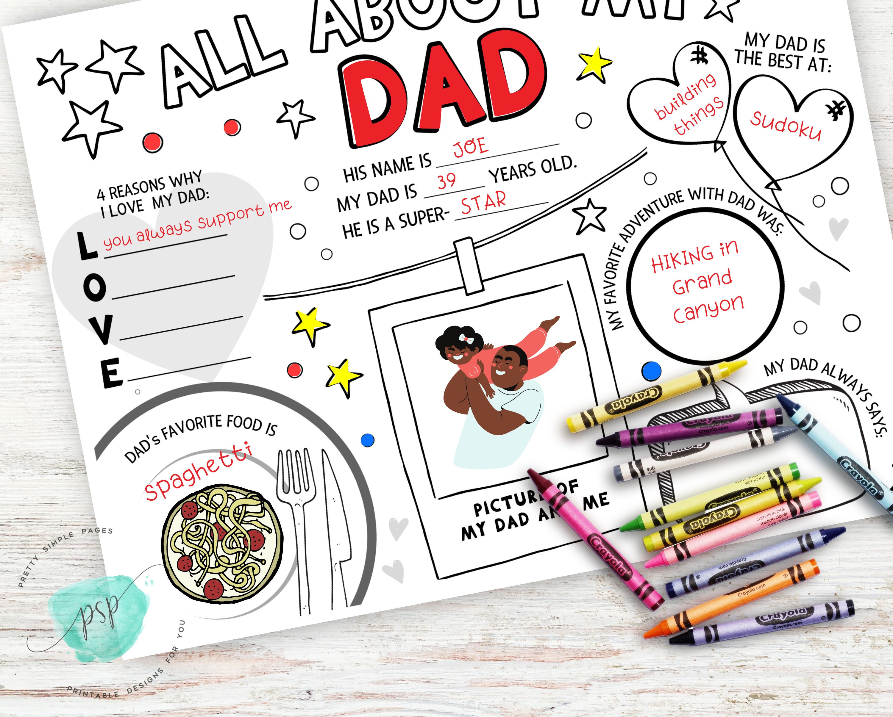 All About My Dad Printable Father's Day Coloring Page - Etsy UK