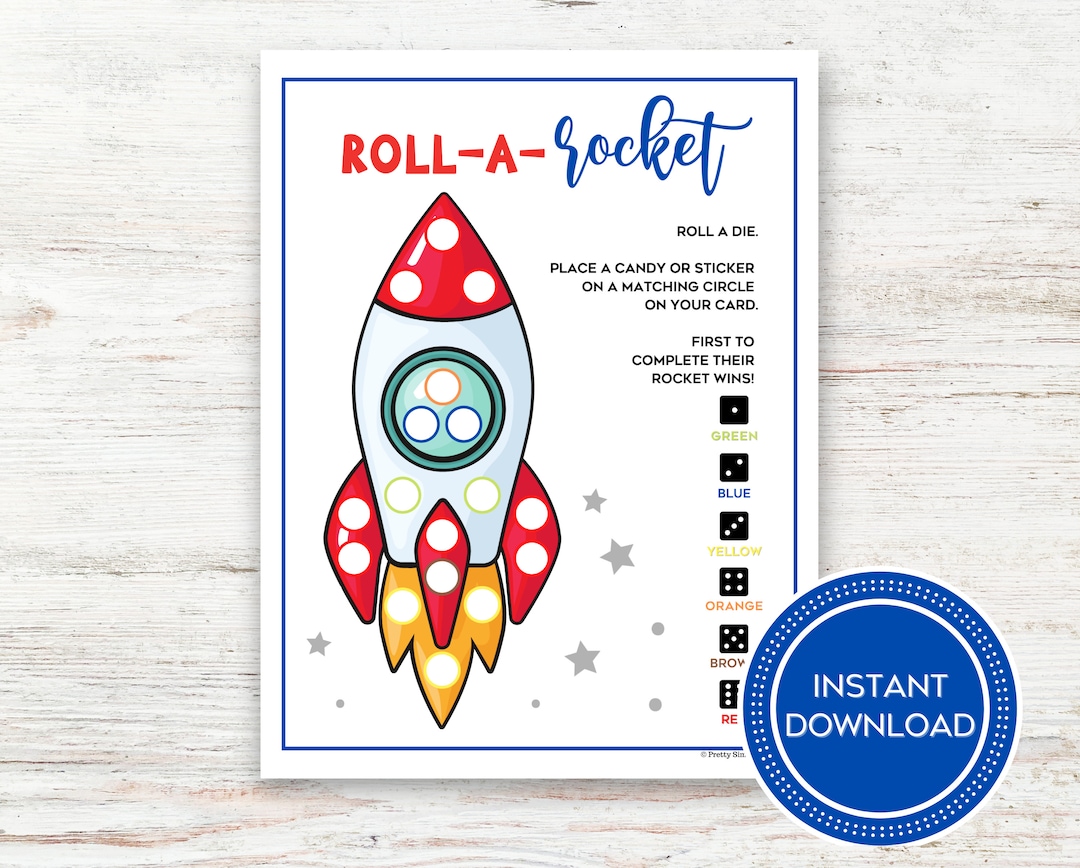 Roll A Rocket Game, Space Dice Game for Kids, Printable Space ...