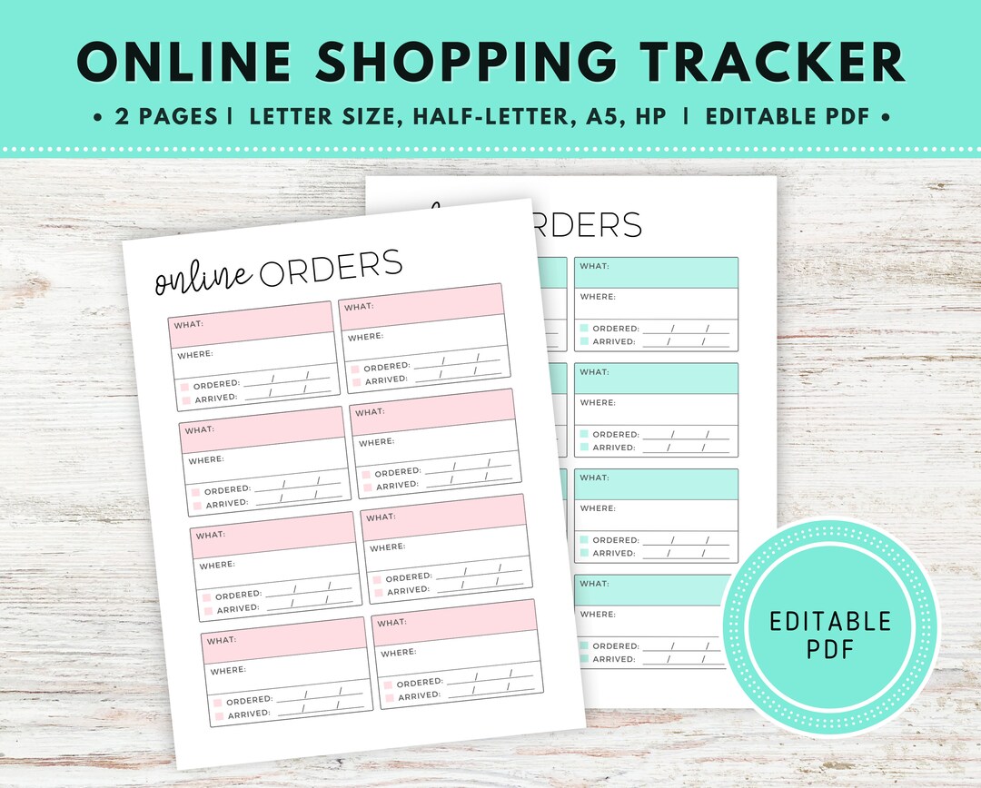 Editable Fillable Online Order Tracker, Online Shopping Tracker ...