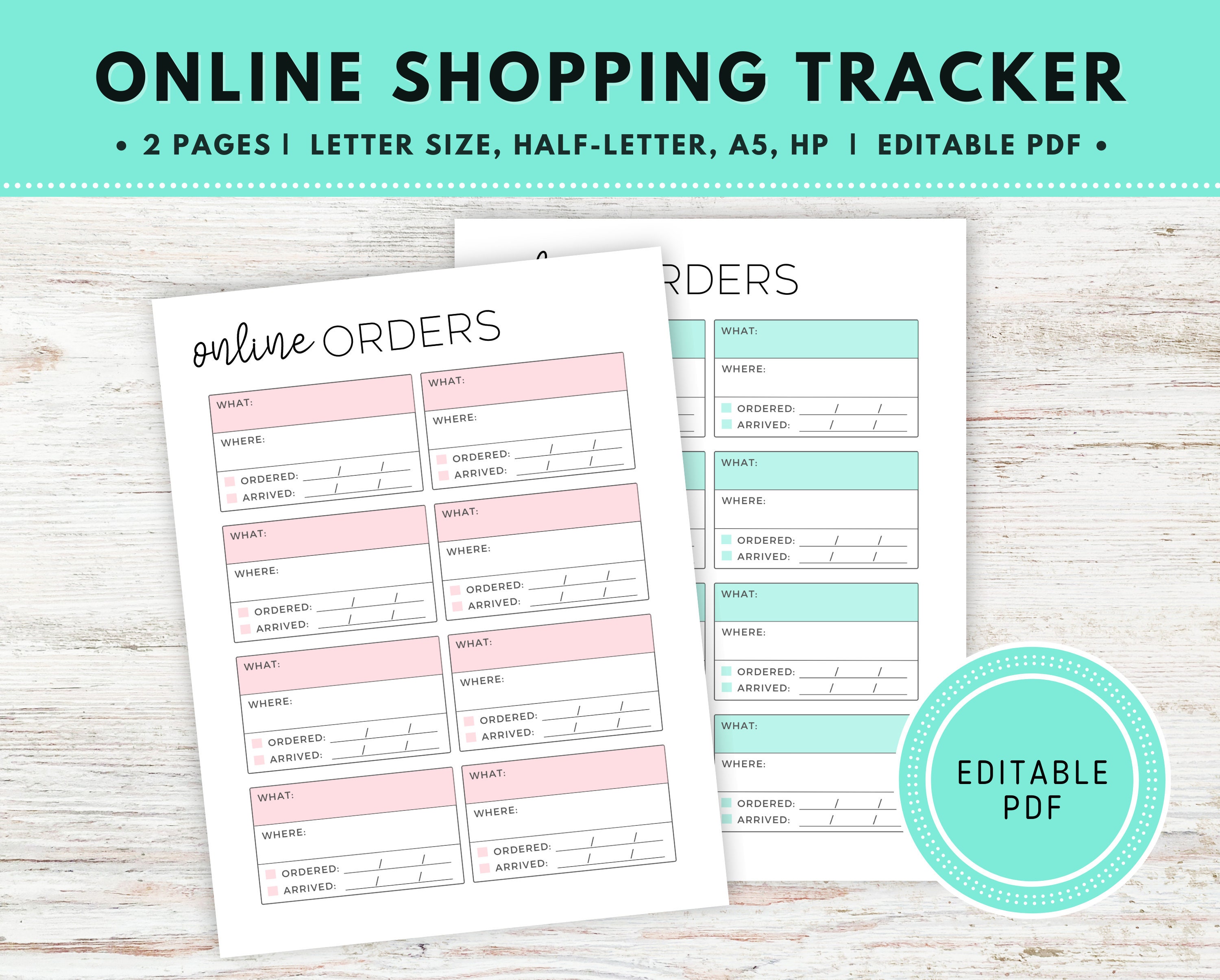 Editable Fillable Online Order Tracker, Online Shopping Tracker ...