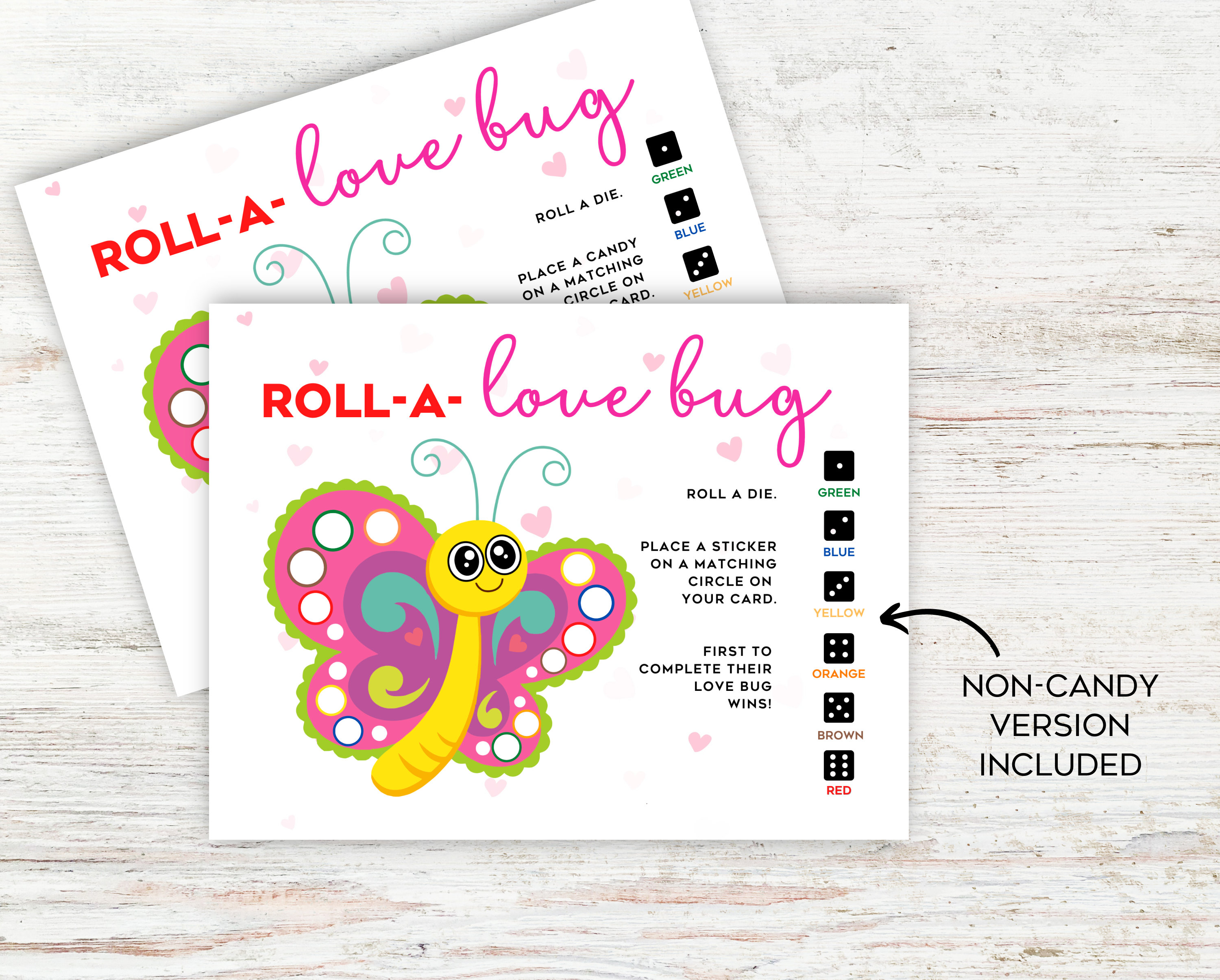 Roll A Love Bug Game, Love Bug Dice Game, Printable Valentines Game ...