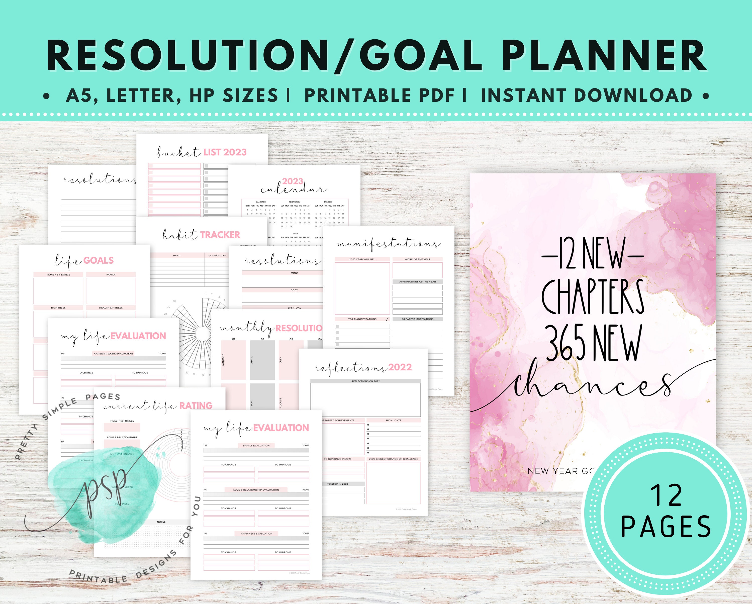 Goal Planner New Year Resolution Printable Goal Setting - Etsy