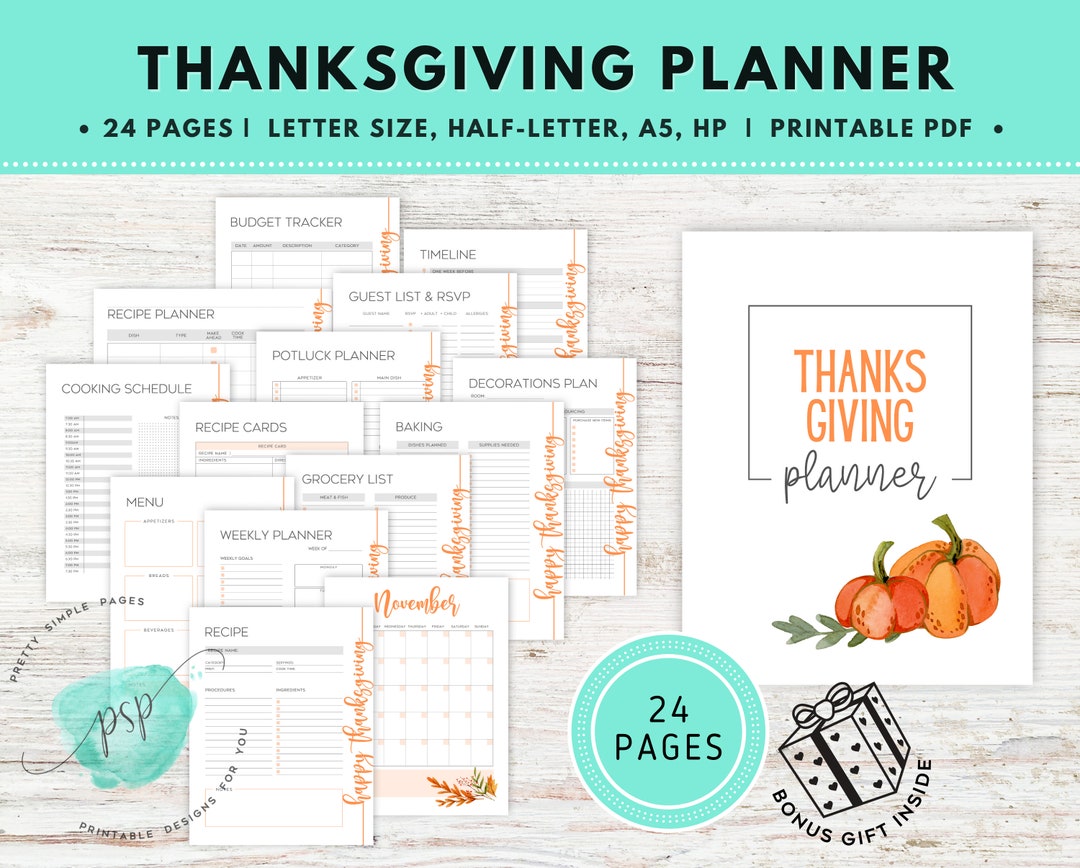 Thanksgiving Planner Printable, Holiday Planner, Thanksgiving Binder ...