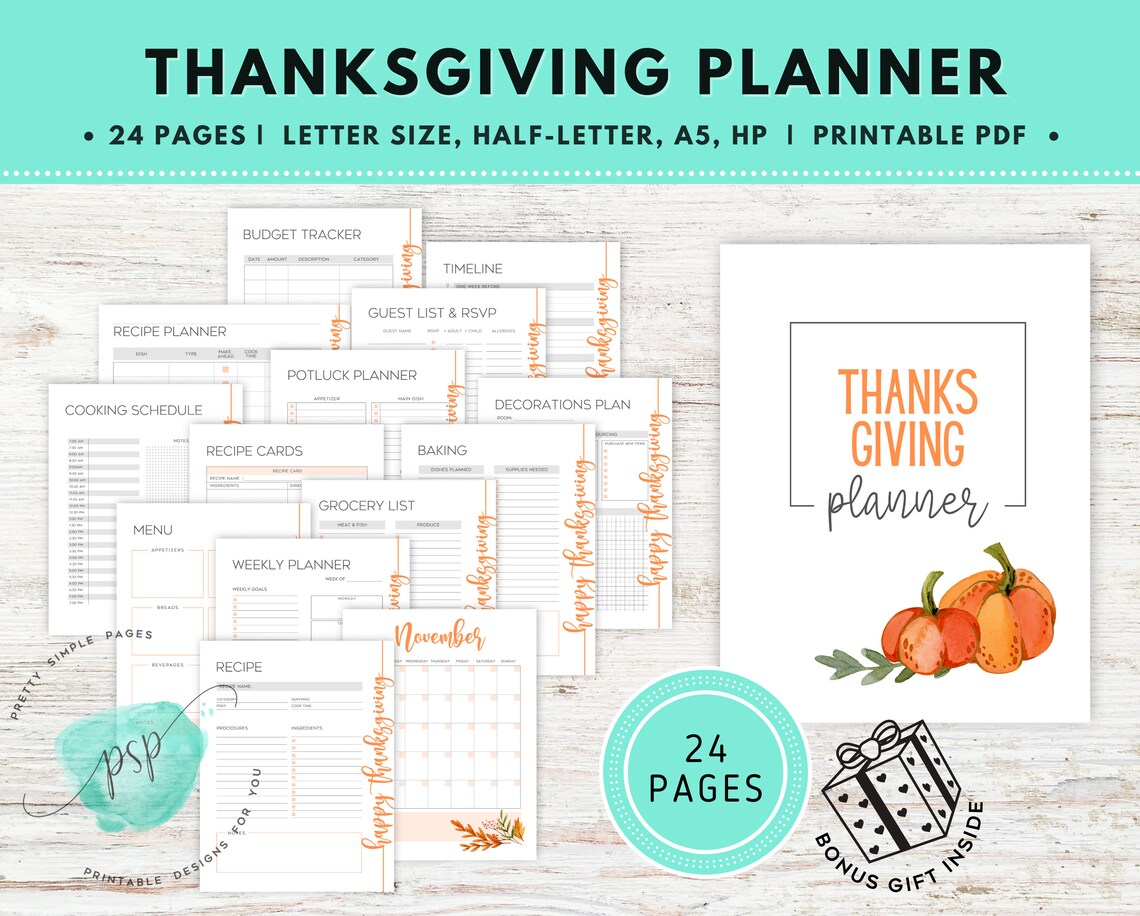 Thanksgiving Planner Printable Holiday Planner Thanksgiving - Etsy