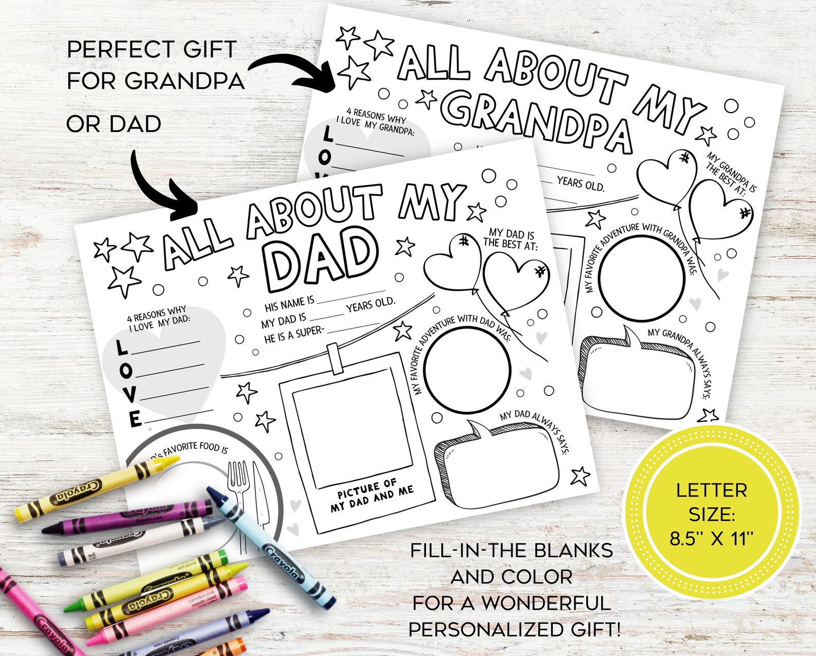 All About My Dad Printable Father's Day Coloring Page - Etsy