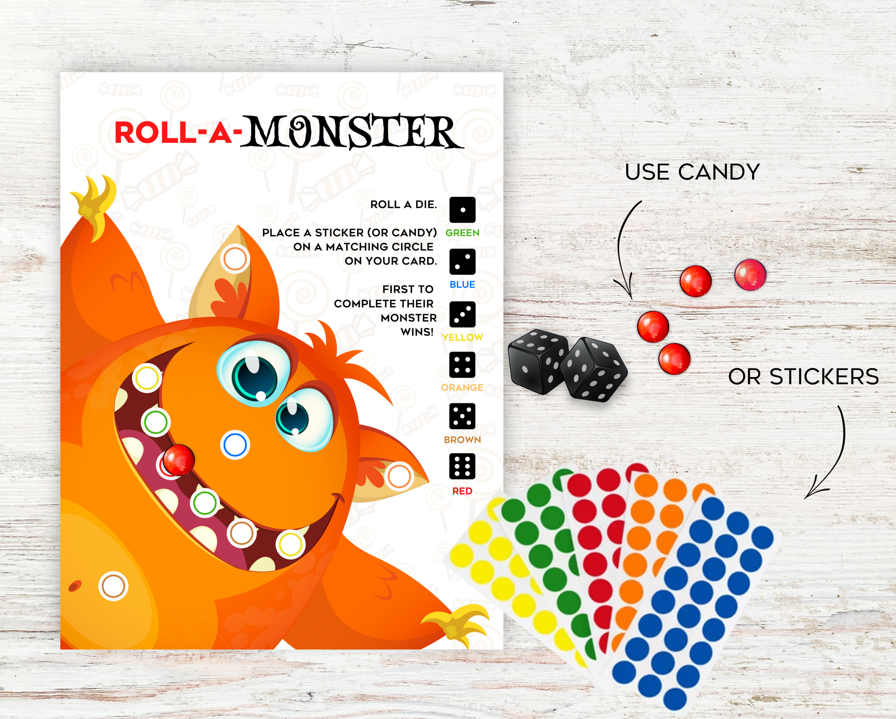 Roll A Monster Game, Printable Roll A Monster, Halloween Dice Game ...