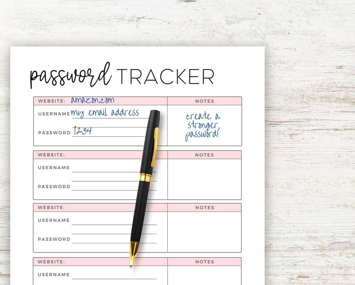 Editable Fillable Password Tracker Password Log Password | Etsy