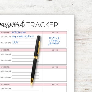 Editable Fillable Password Tracker Password Log Password | Etsy