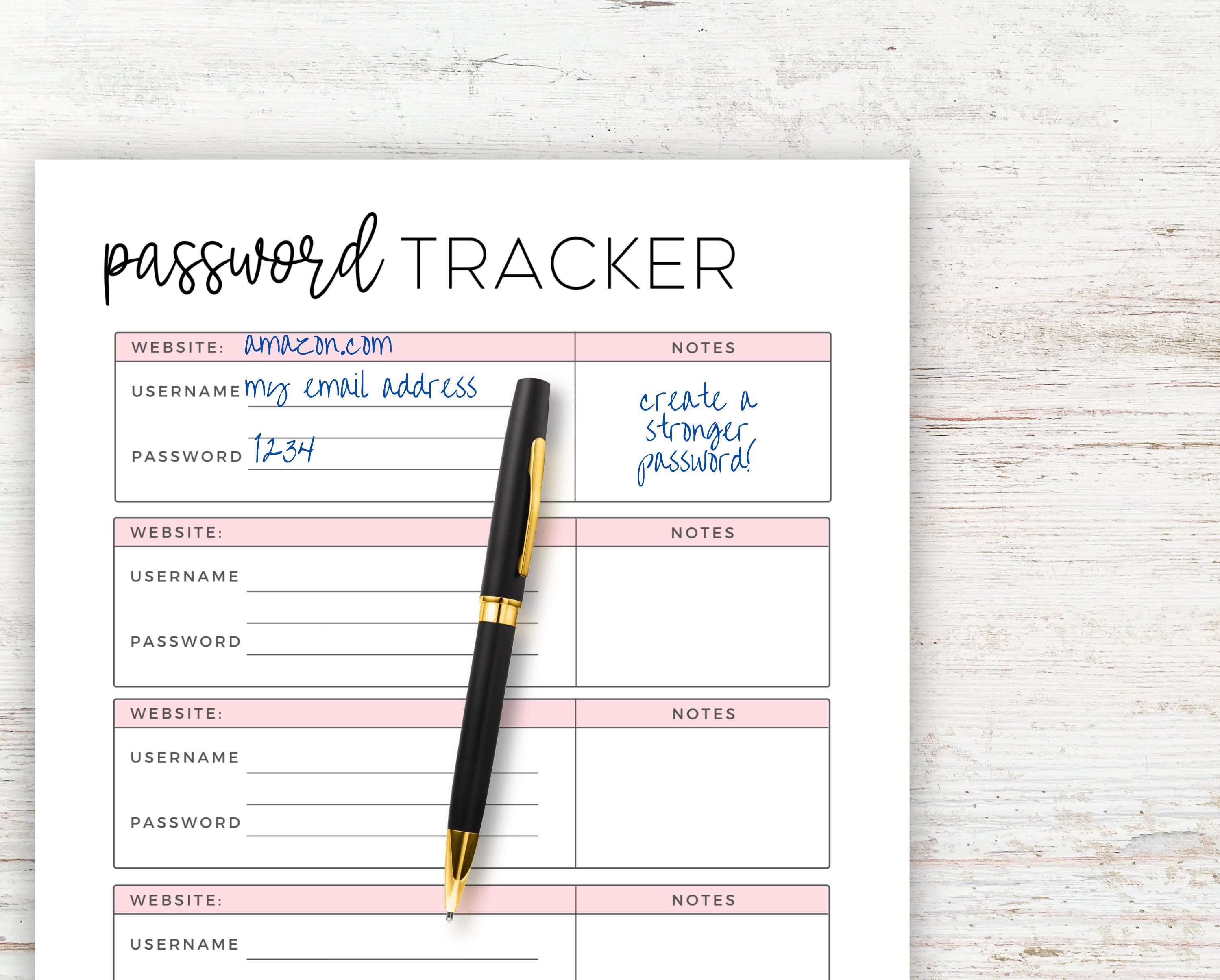 Editable Fillable Password Tracker Password Log Password | Etsy