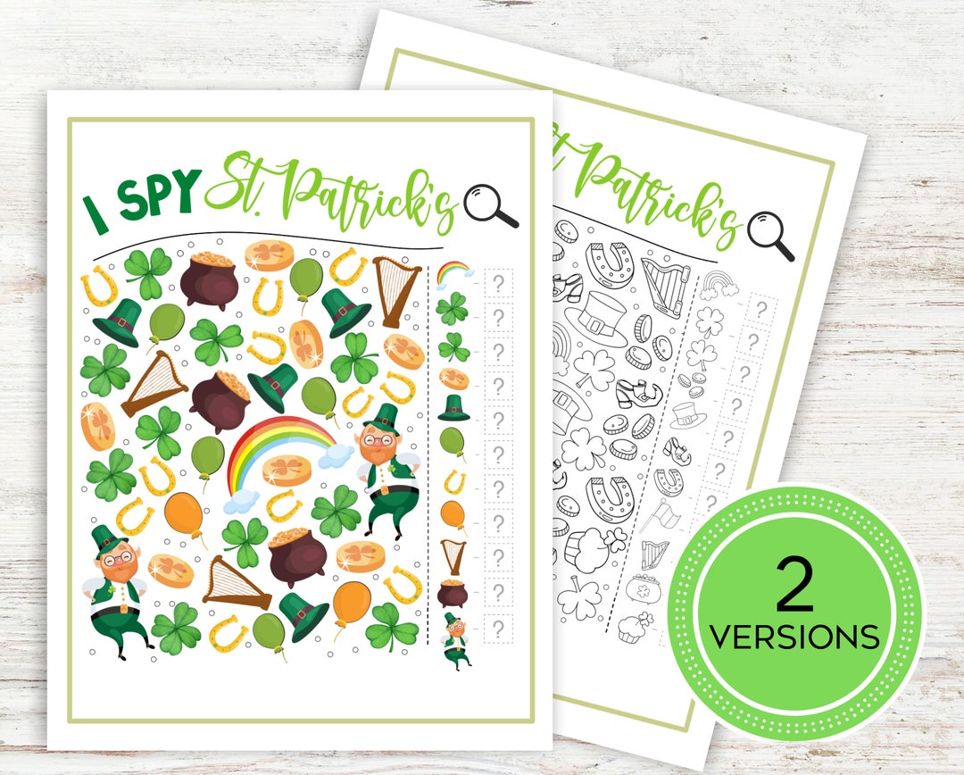 I Spy St Patrick's Day, Saint Patrick's Coloring Page, St Patrick's Day ...