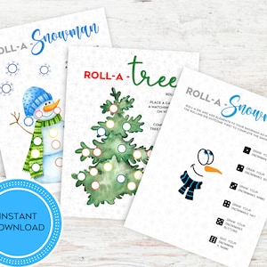 Holiday Dice Game Bundle, Roll A Tree Christmas Game, Roll A Snowman ...