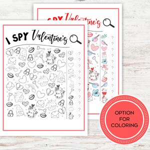 I Spy Valentine's, Valentine's Coloring Page, Valentine's Day Activity ...
