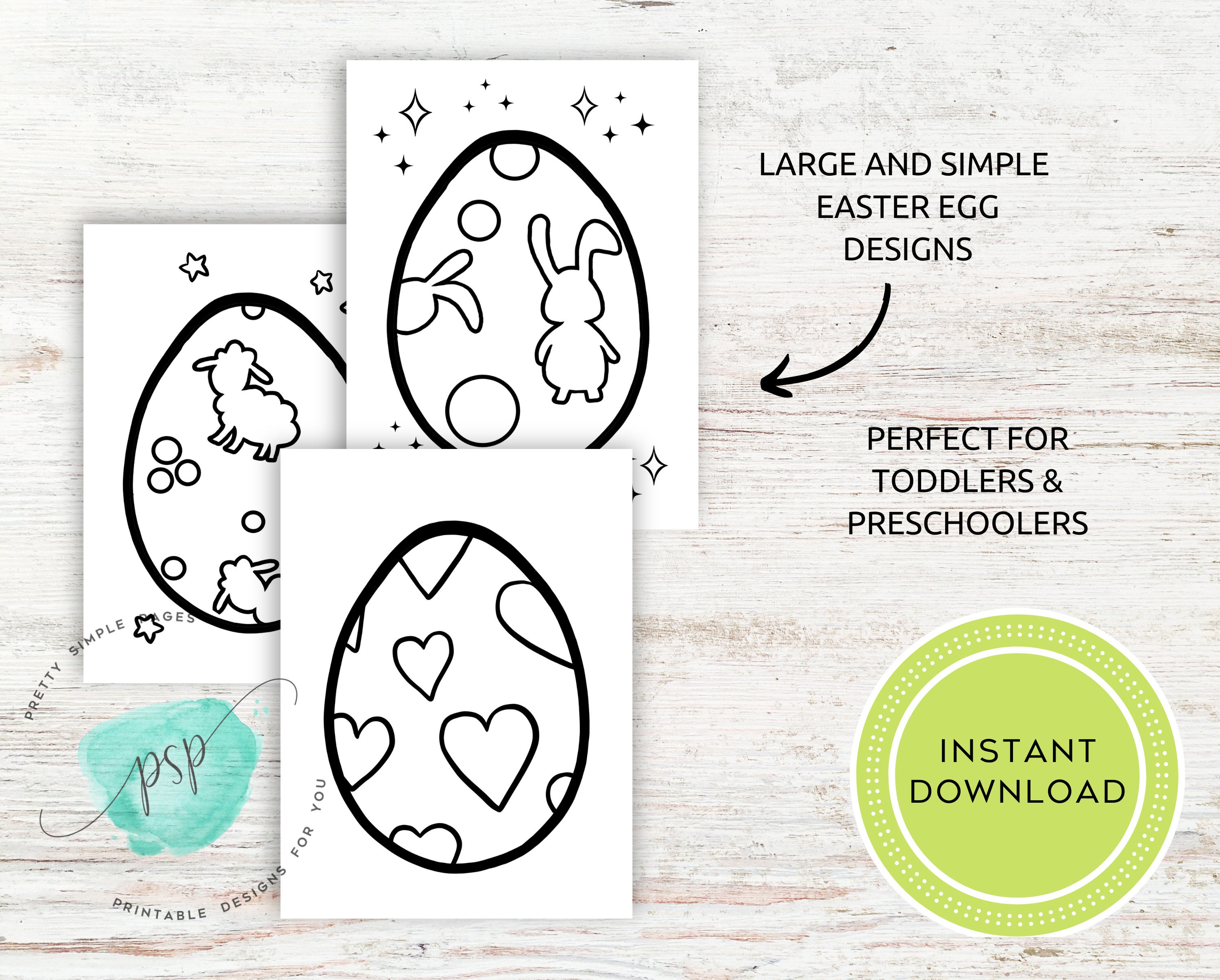 Large Easter Egg Coloring Pages for Toddlers and Preschool, Easter ...