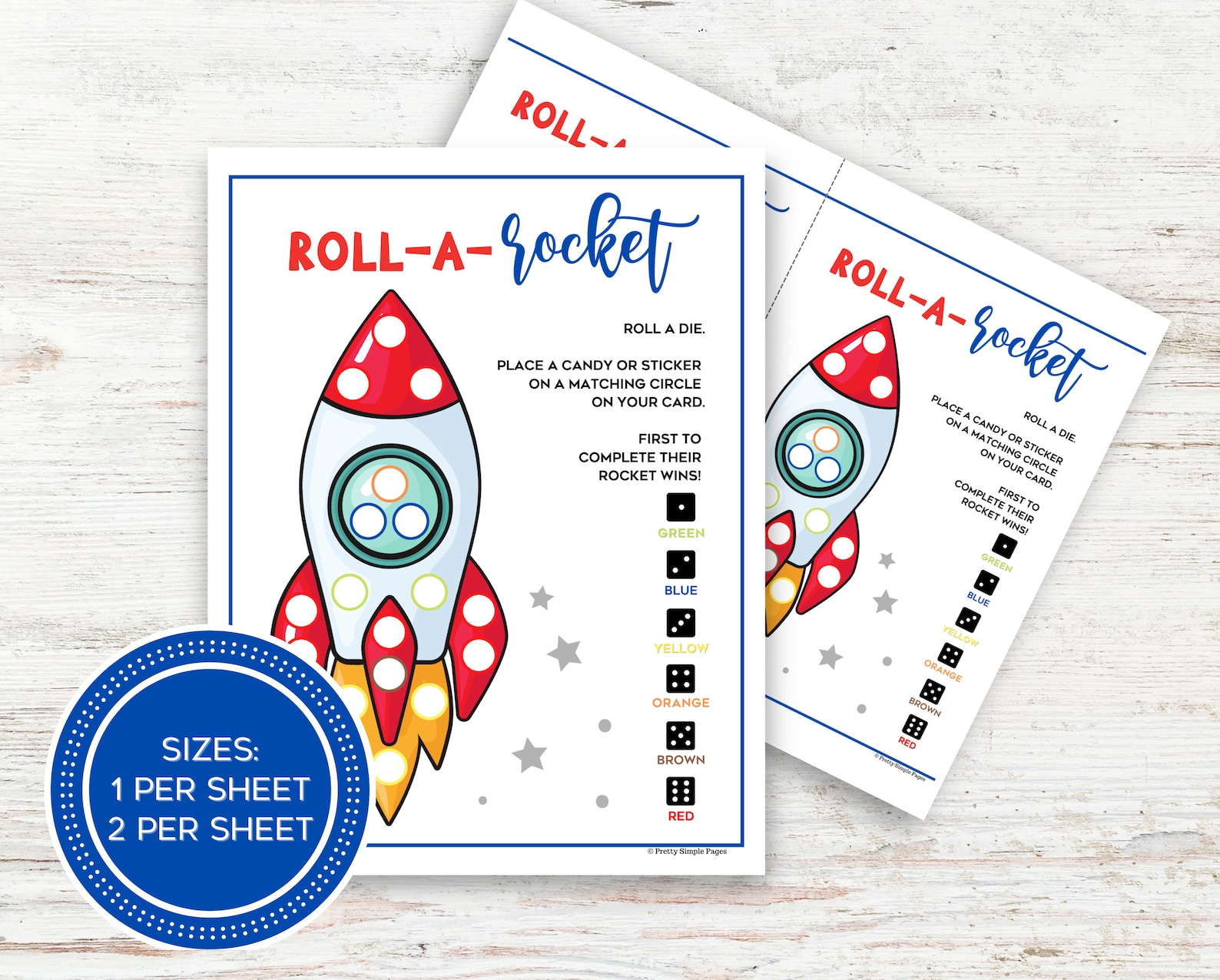 Roll A Rocket Game, Space Dice Game for Kids, Printable Space ...