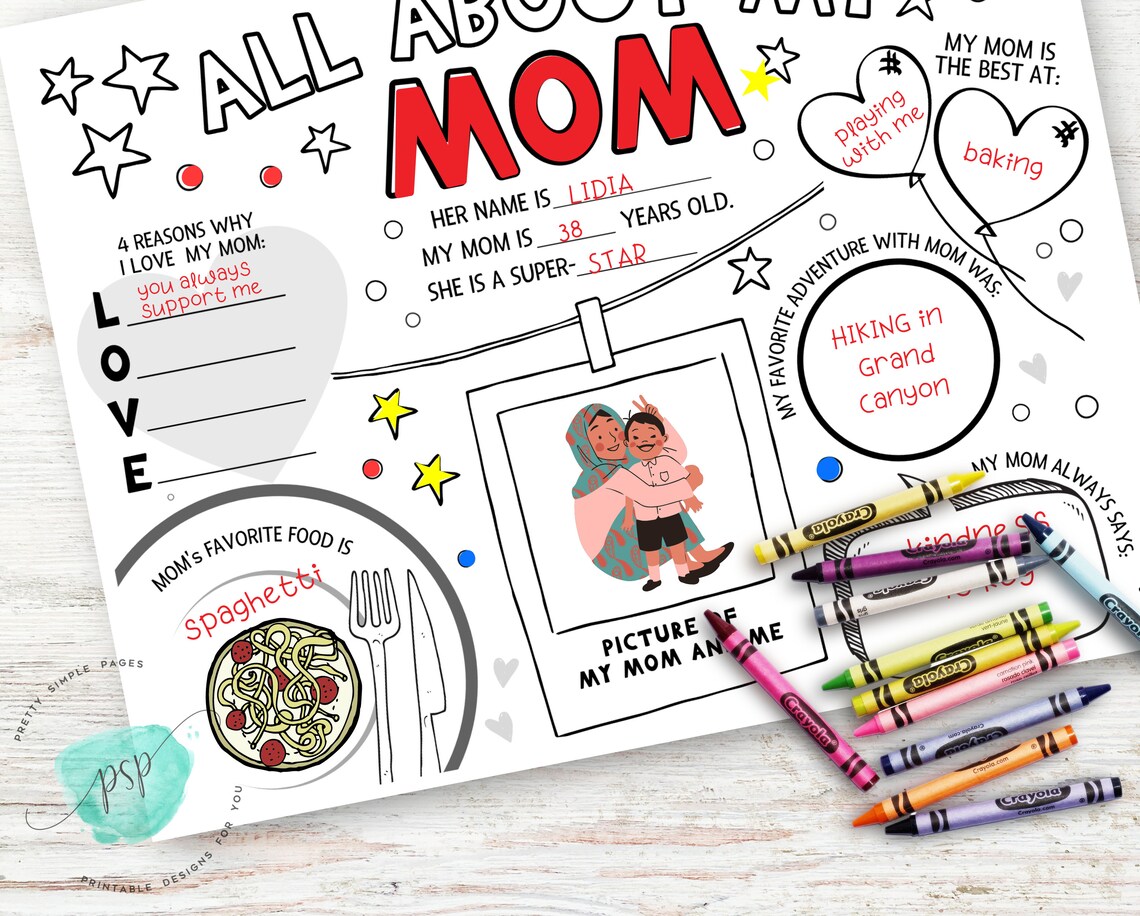All About My Mom Printable Mother's Day Craft - Etsy