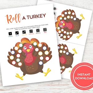 Thanksgiving Roll A Turkey, Thanksgiving Games for Kids, Thanksgiving ...