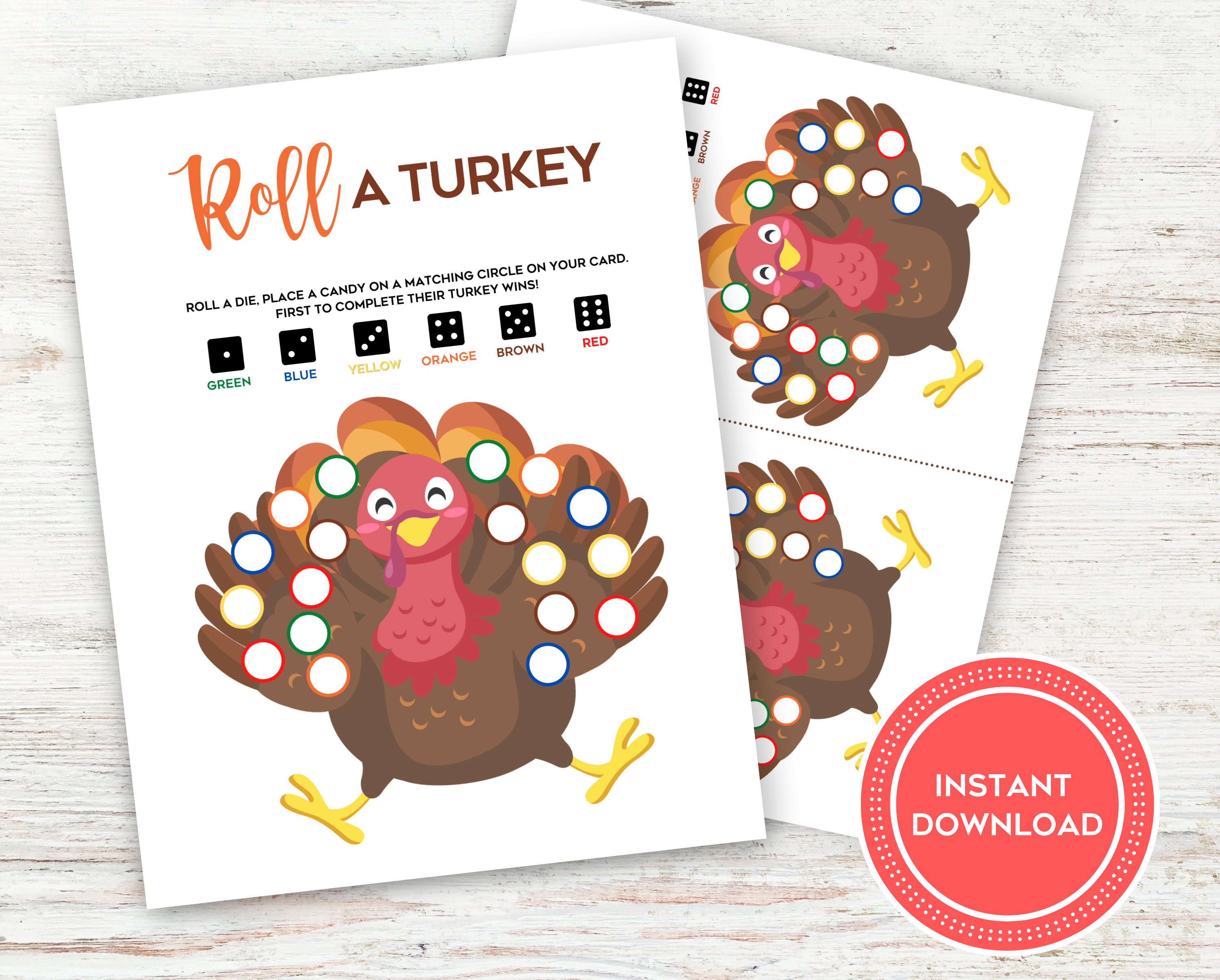Thanksgiving Roll A Turkey, Thanksgiving Games for Kids, Thanksgiving ...