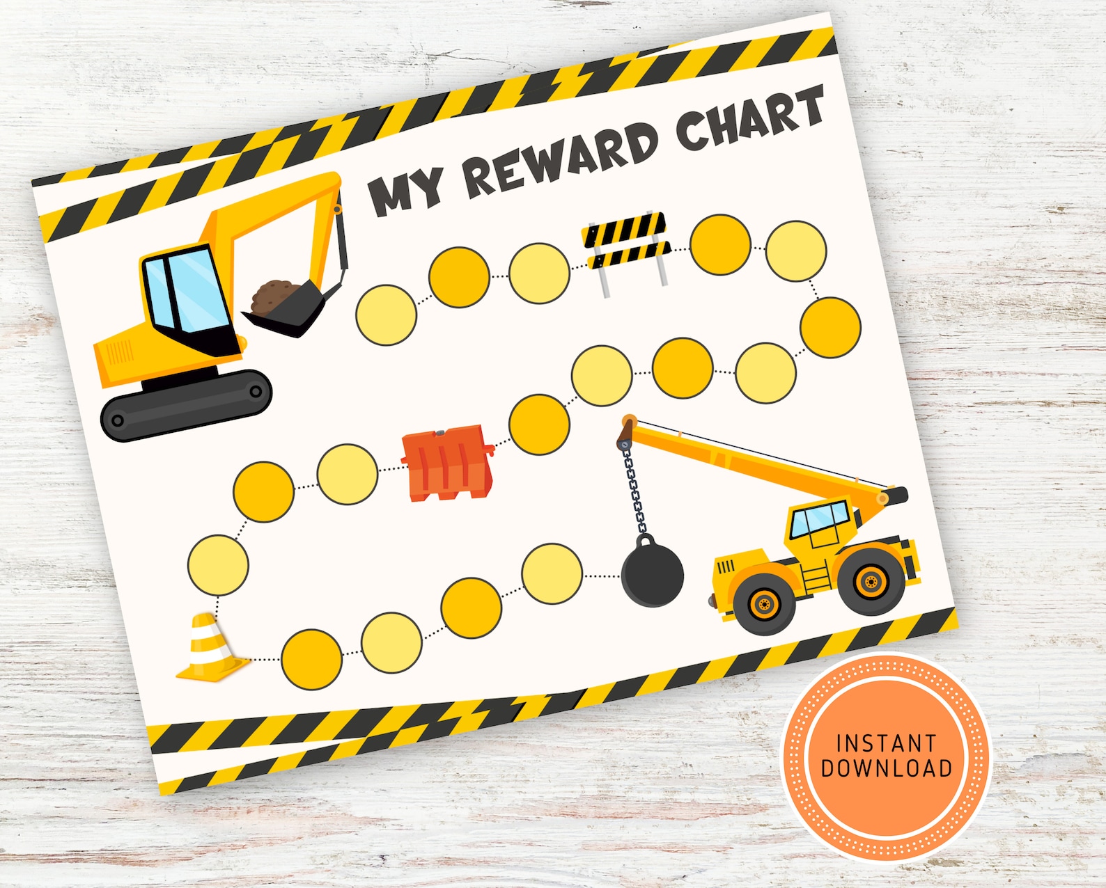 Construction Reward Chart, Printable Reward Chart, Potty Reward Chart ...