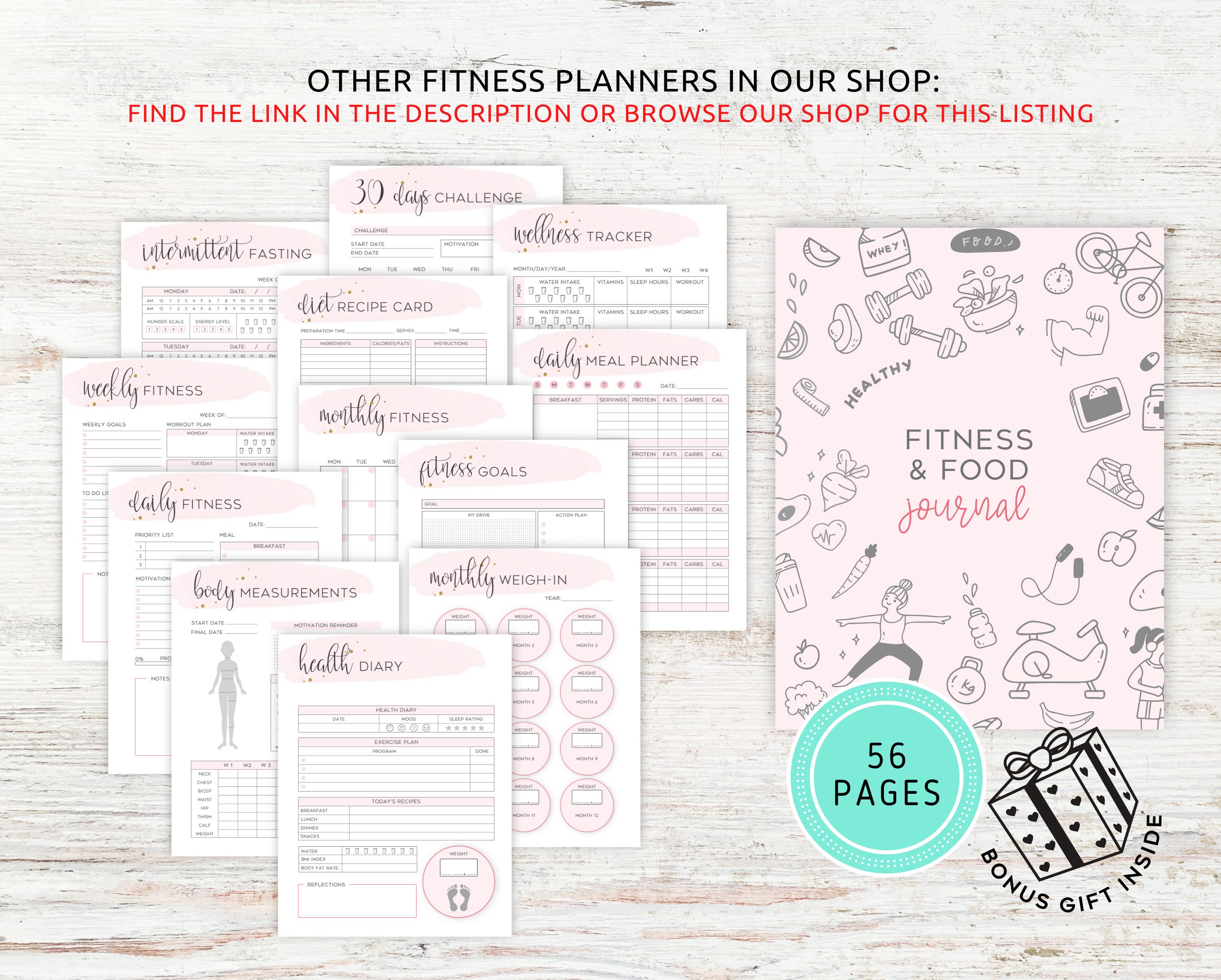Workout Fitness Planner Printable and Editable PDF, Fillable Exercise ...