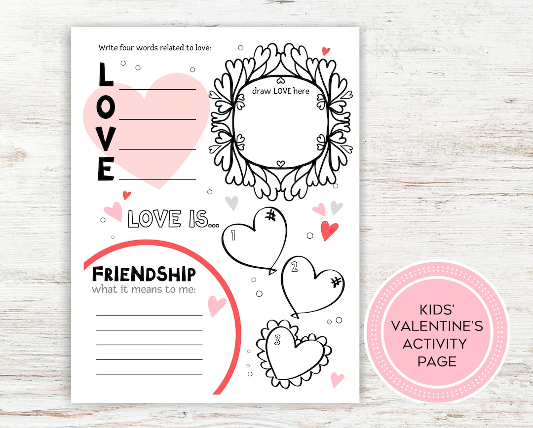 Valentine's Day Activity Page, Valentine's Coloring Page, Valentine's ...