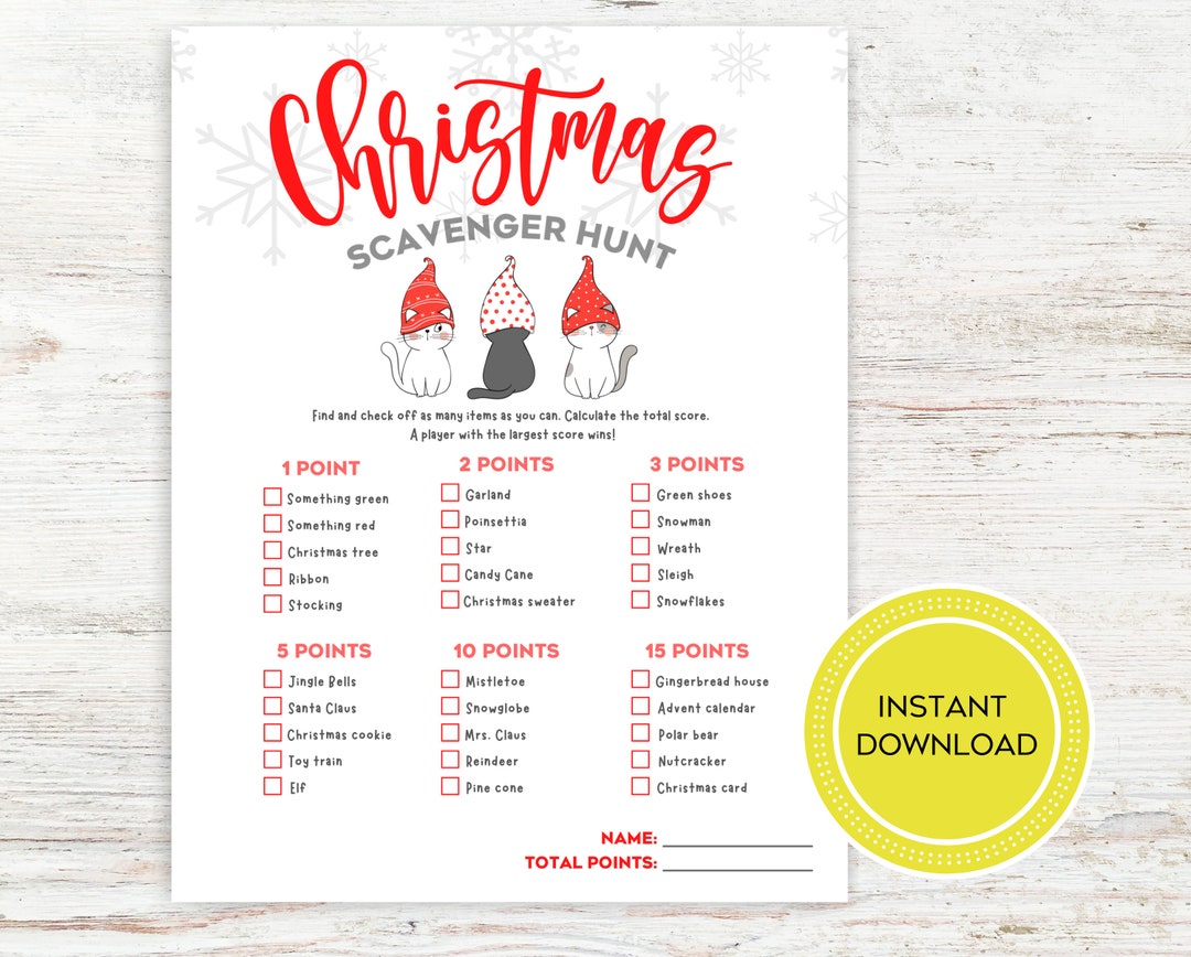 Christmas Scavenger Hunt Printable, Printable Christmas Games ...