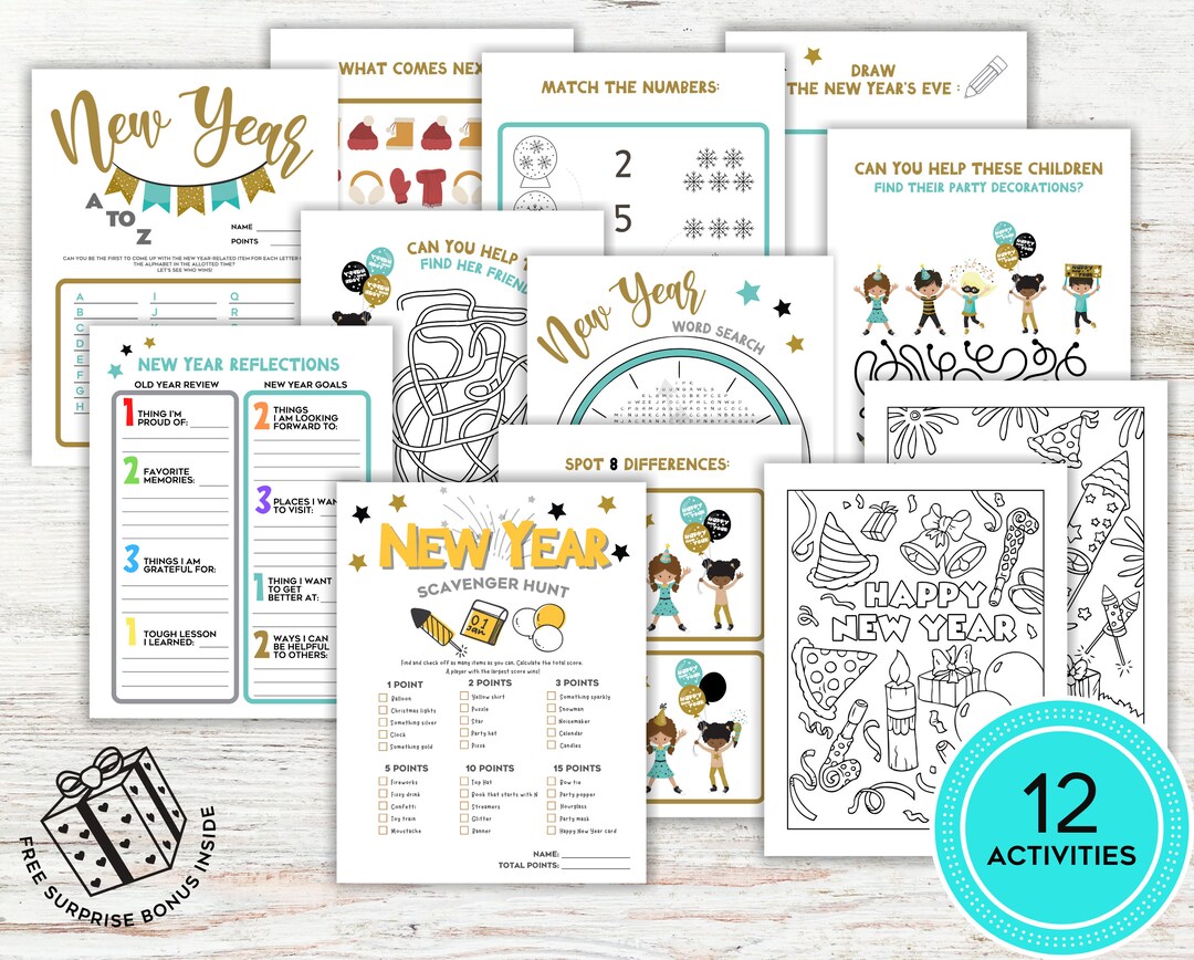 New Years Activities Kids, New Year Games, New Year Coloring Pages, New ...