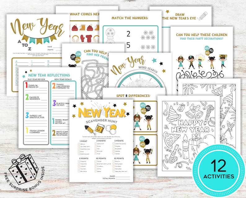 New Years Activities Kids New Year Games New Year Coloring - Etsy
