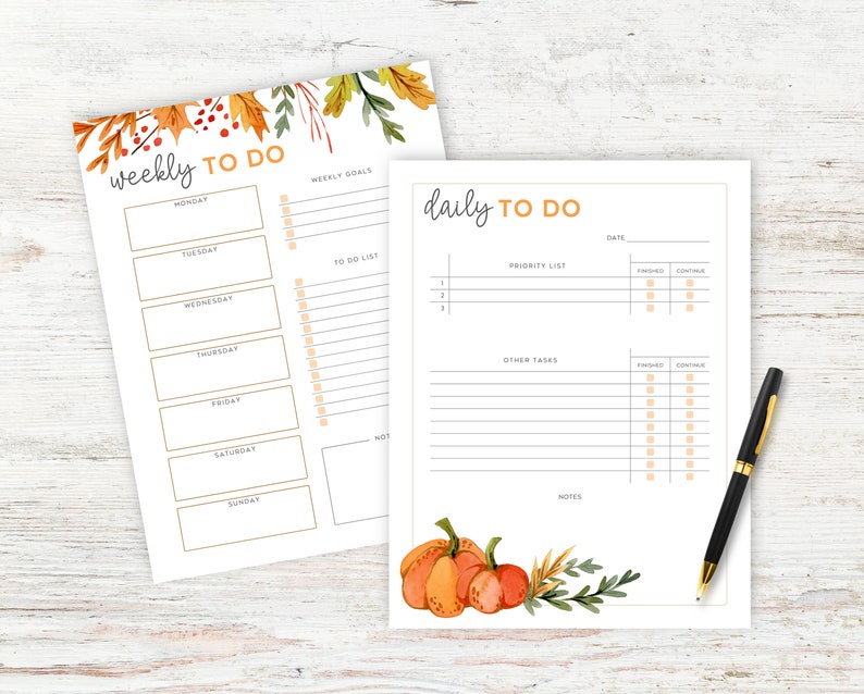 Fall to Do List, Fall Daily Planner, Autumn to Do List, Fall Weekly ...